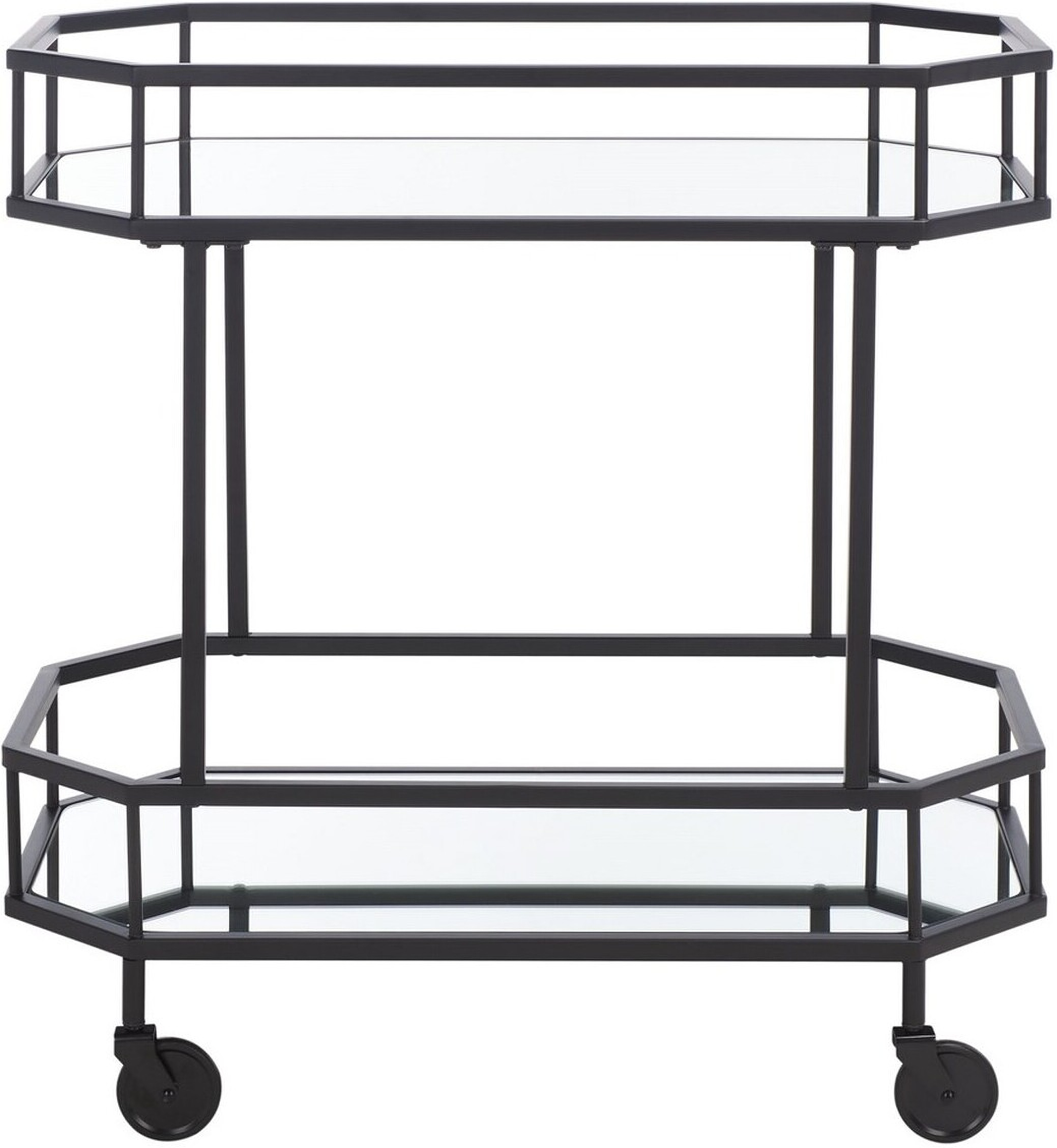Silva 2 Tier Octagon Bar Cart in Black by Safavieh | 1StopBedrooms