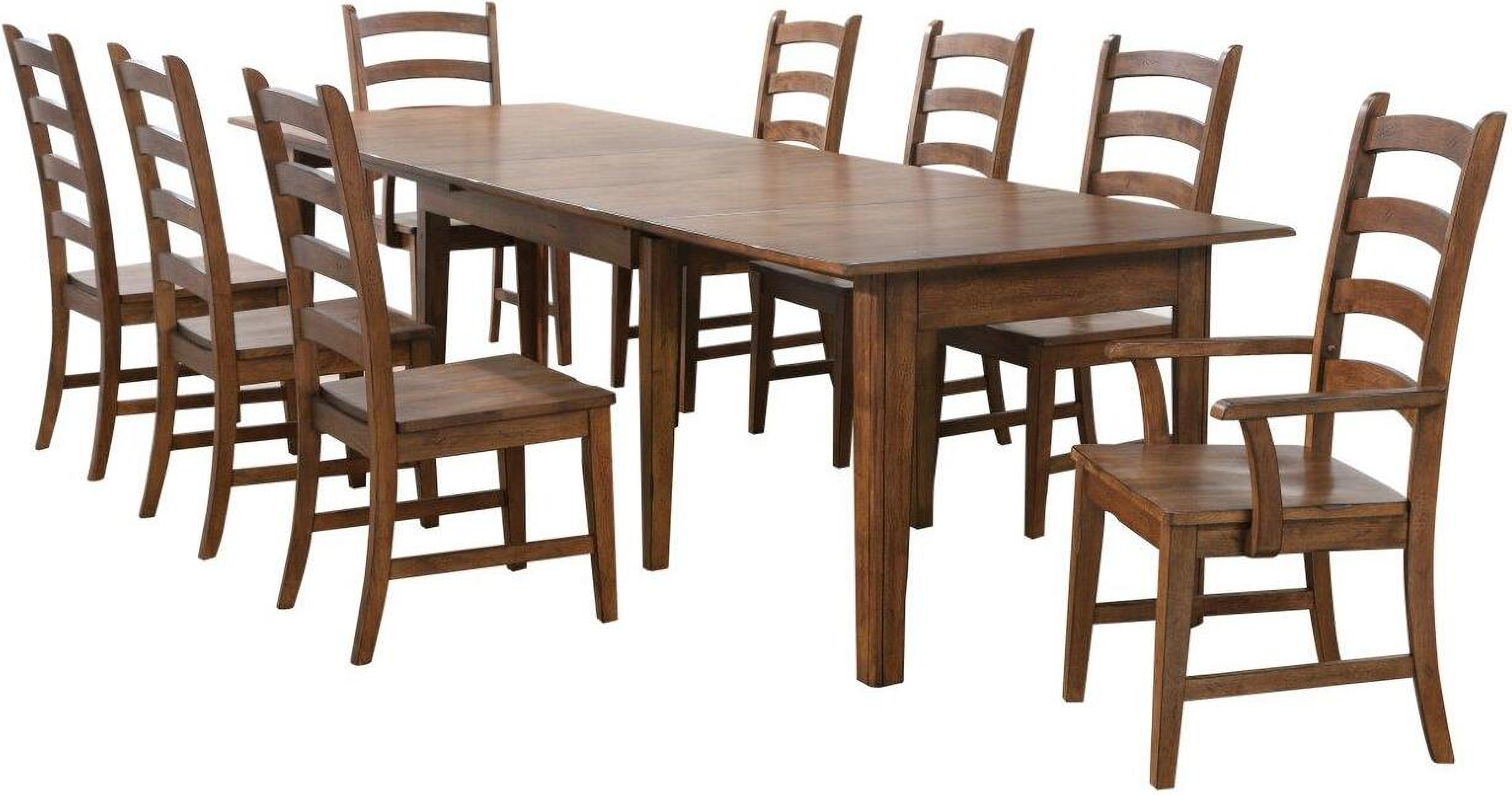 Simply Brook Amish Brown 9 Piece Rectangular Extendable Table Dining ...