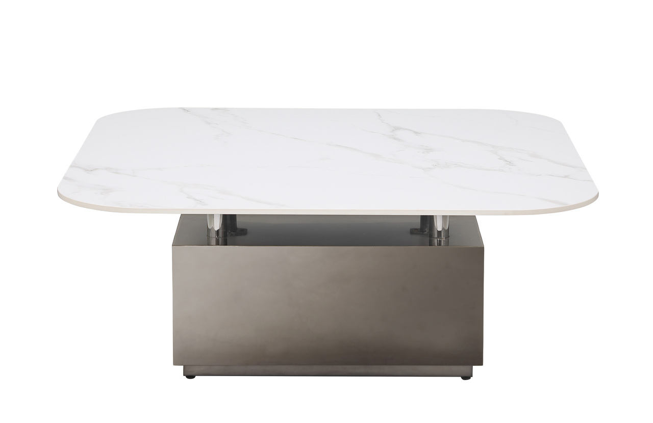 Sintered Stone Top Large Cocktail Table In White and Black by Chintaly ...