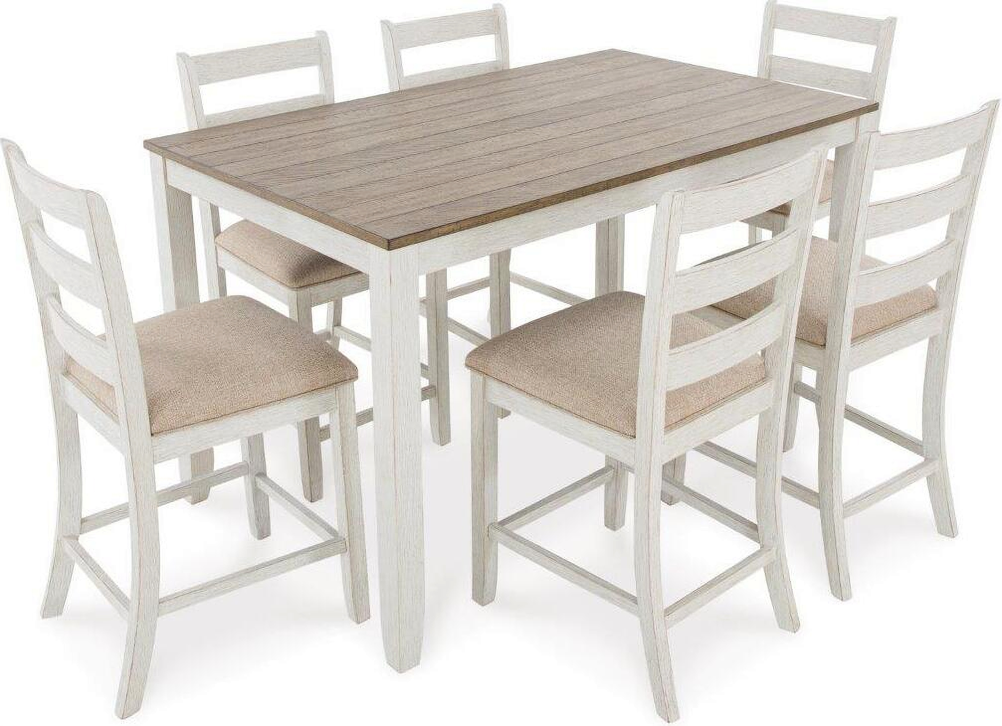 Skempton White and Brown Rectangular Dining Room Counter Set by Ashley ...