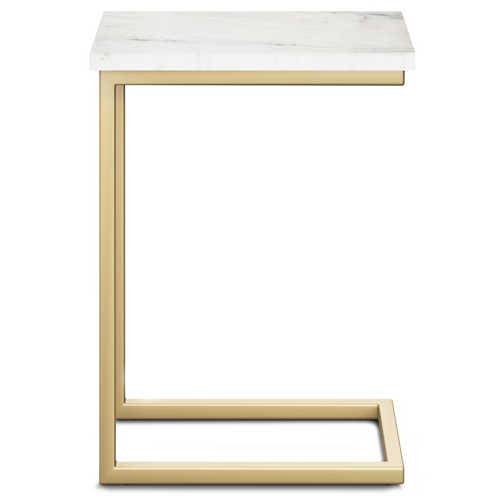 Skyler C Side Table with Genuine Marble Top In White and Gold by Simpli ...