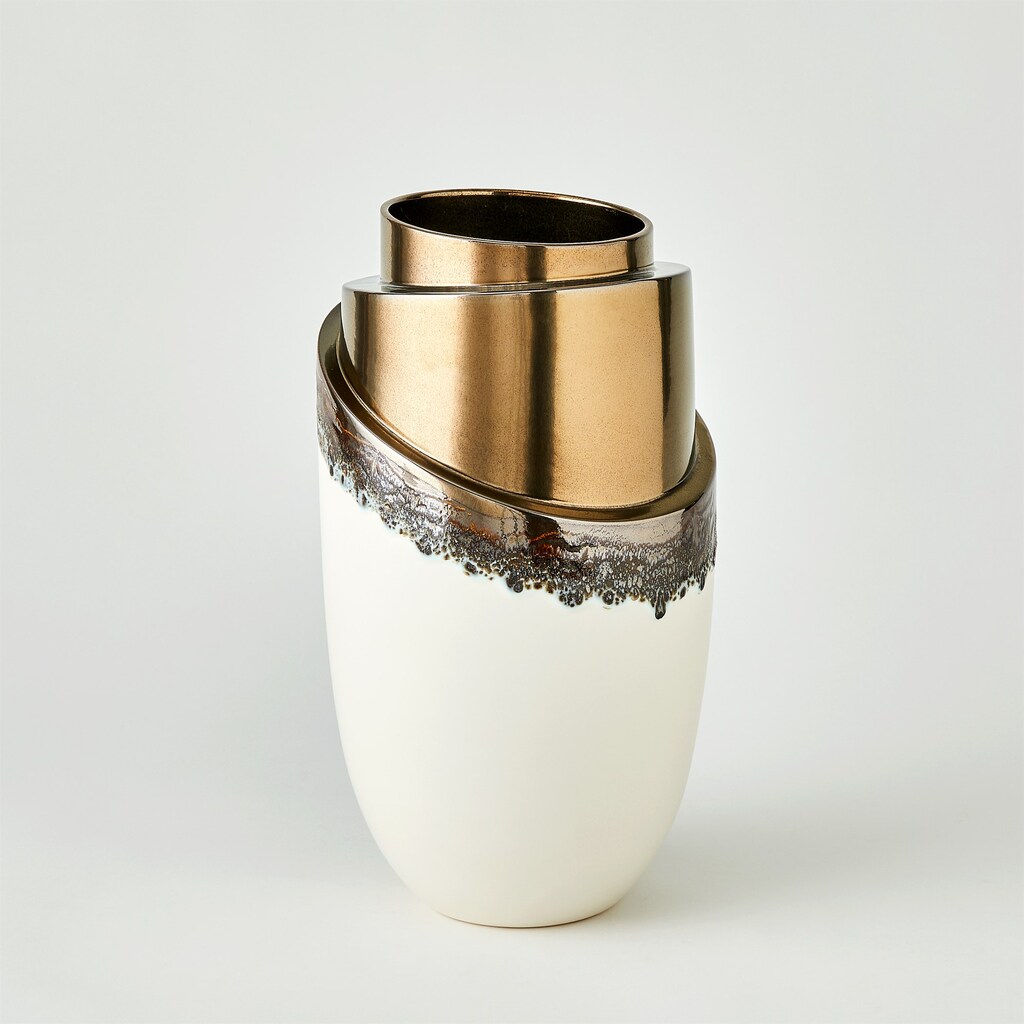 Slant Large Stack Vase In Bronze by Global Views | 1StopBedrooms