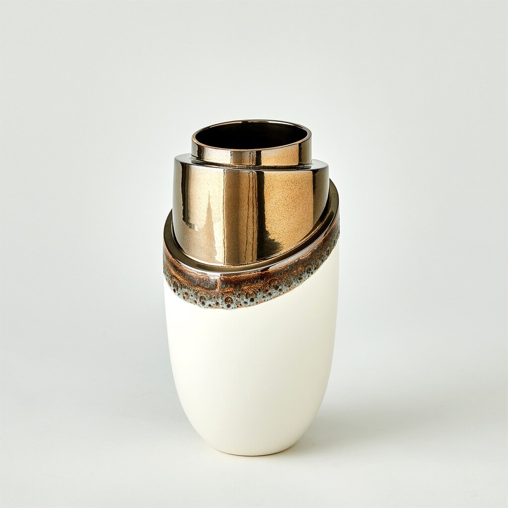 Slant Small Stack Vase In Bronze by Global Views | 1StopBedrooms