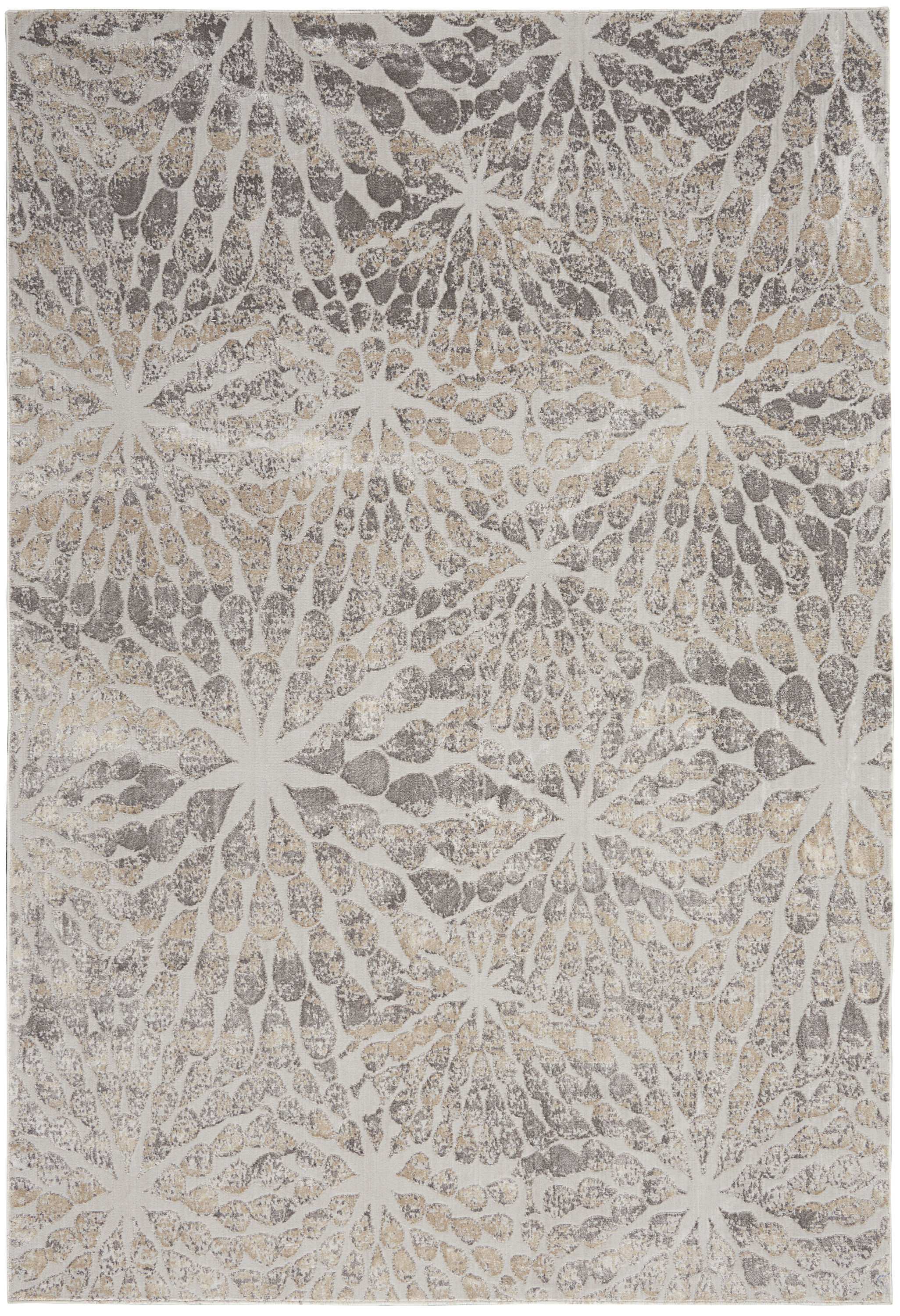 Sleek Textures Ivory And Beige 4 X 6 Area Rug by Nourison | 1StopBedrooms