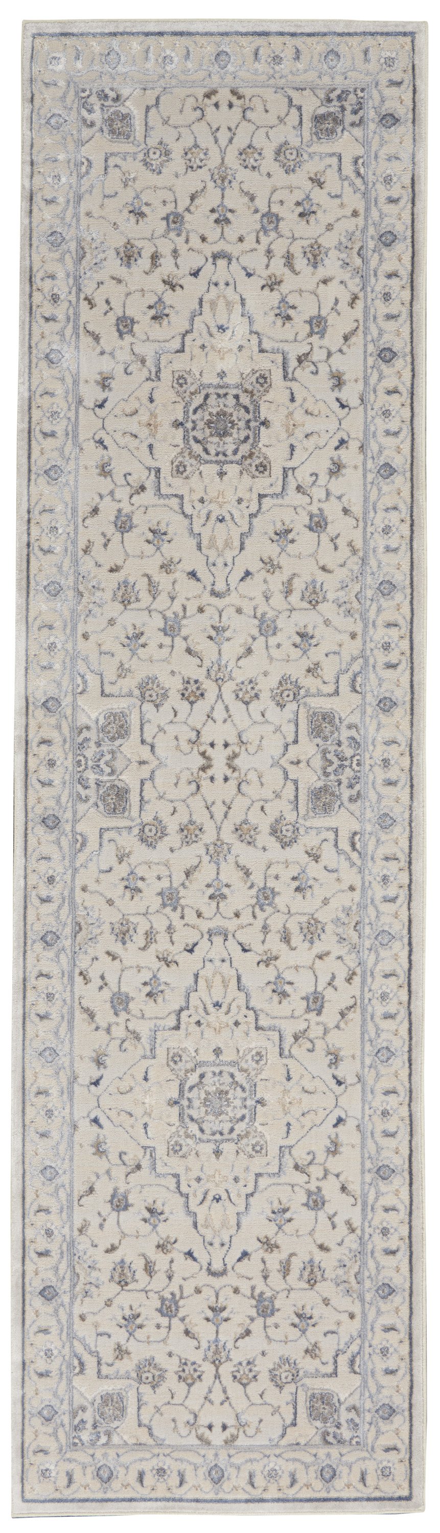 Sleek Textures 2'2" x 7'6" Runner Area Rug In Ivory and Beige by ...