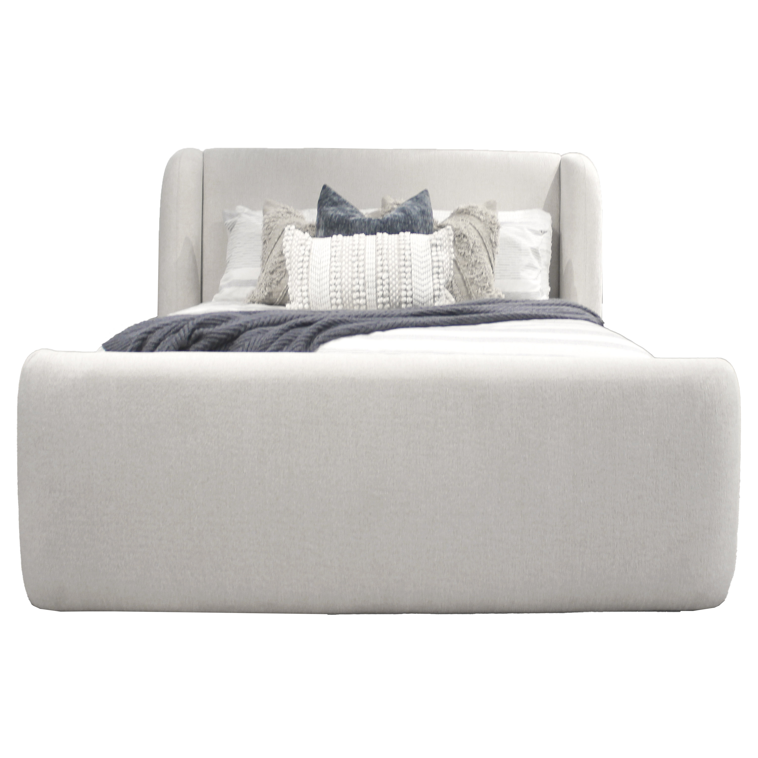 Sleep Shiloh King Wingback Upholstered Bed In White Mocha by Parker ...