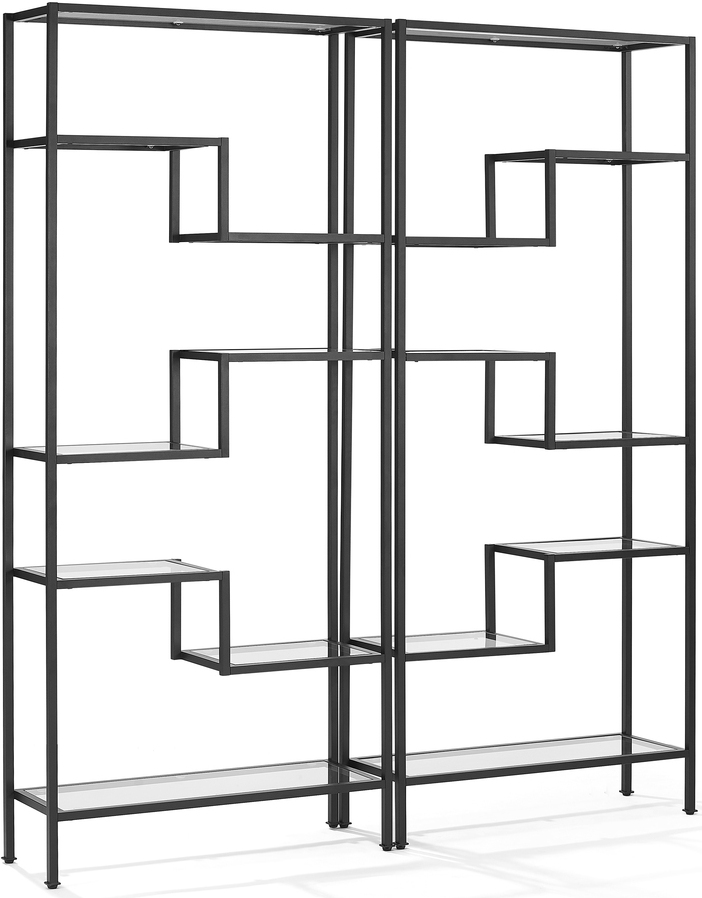 Sloane 2-Piece Etagere Bookcase Set In Matte Black by Crosley Brands ...