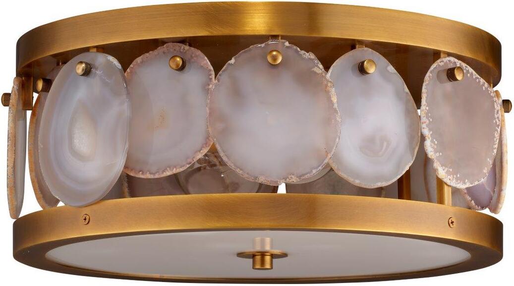 Small Upsala Agate Flush Mount Ceiling Light In Antique Brass by Jamie ...