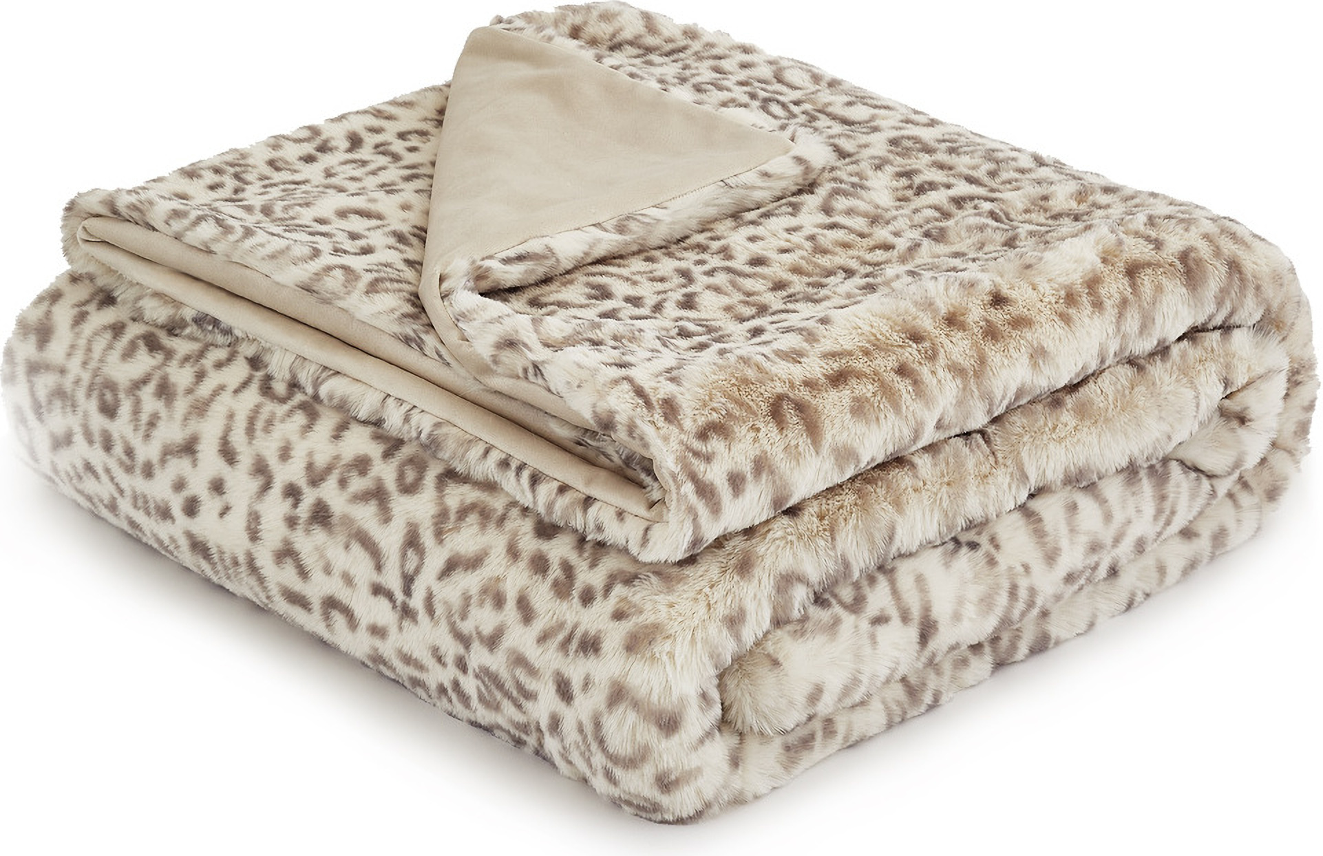 Snow Leopard 54 X 72 Inch Throw In Natural by AICO | 1StopBedrooms