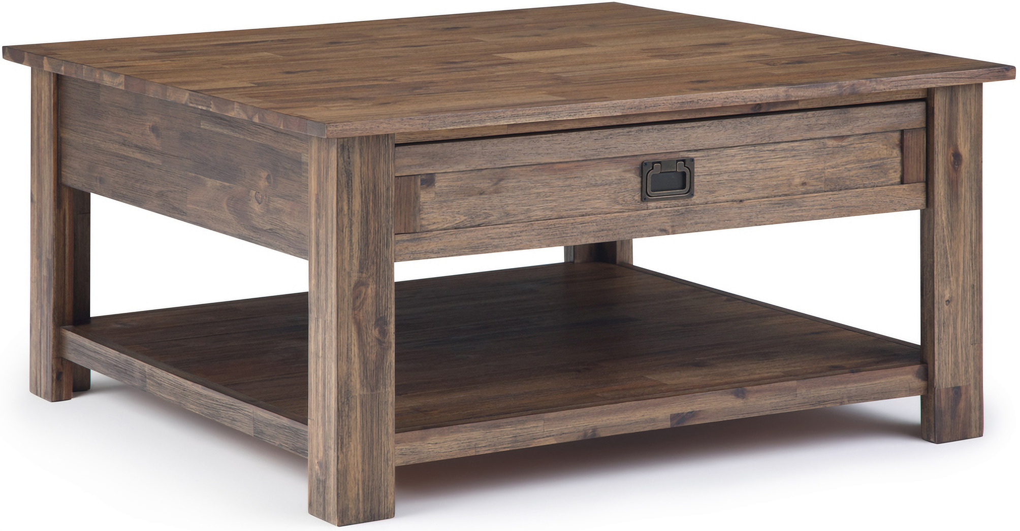 Soar 1-Drawer Square Coffee Table with Open Bottom Shelf In Rustic ...