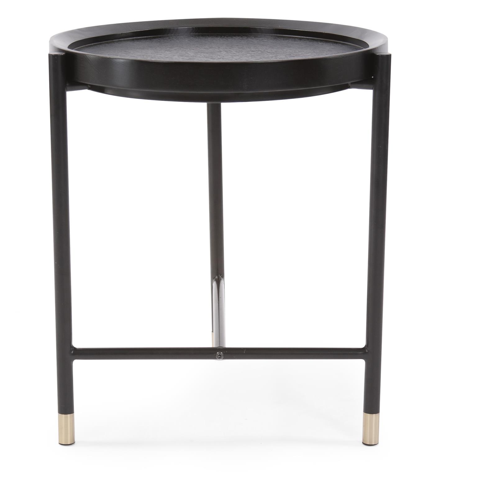 Soho Round Side Table In Dark Ash and Brass by Howard Elliott ...