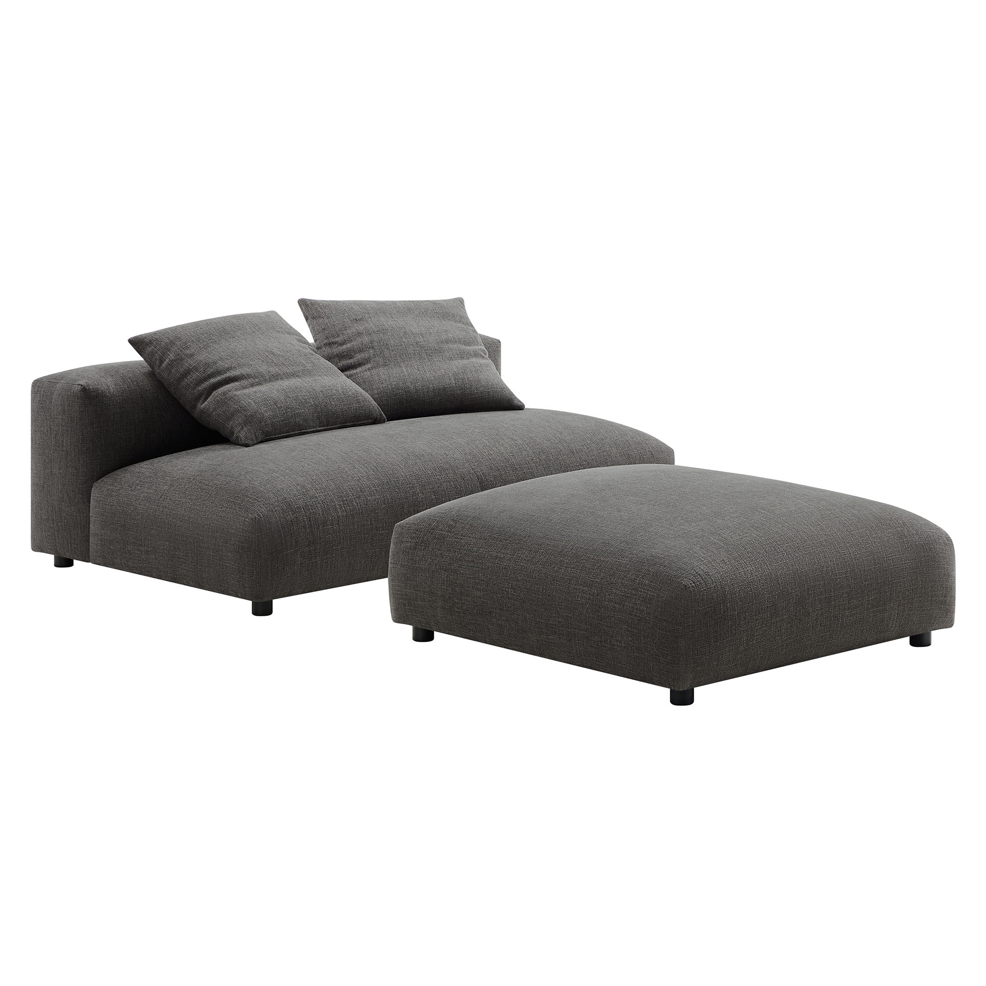 Solace Modular Upholstered Fabric Armless Loveseat and Ottoman Set In ...