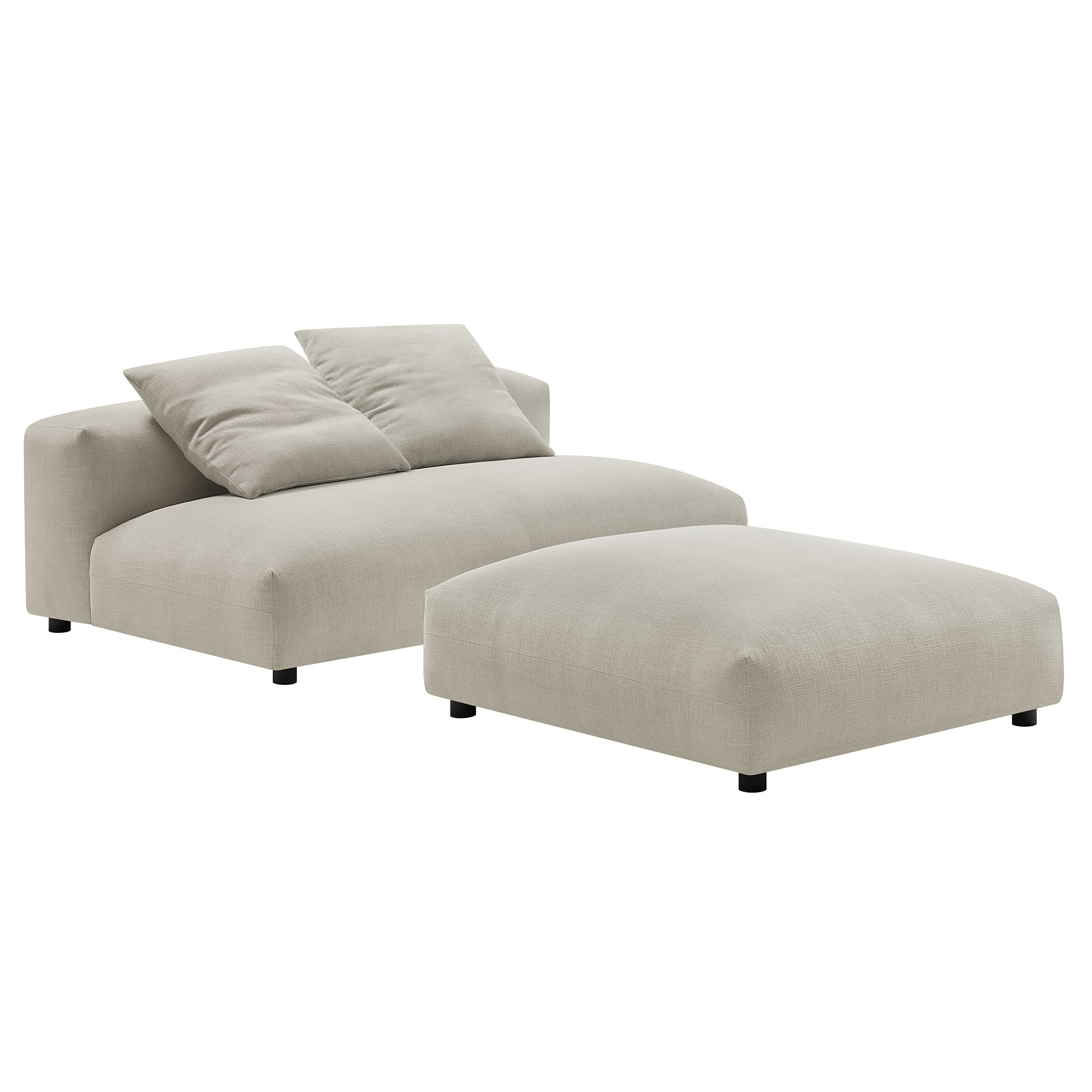 Solace Modular Upholstered Fabric Armless Loveseat and Ottoman Set In ...