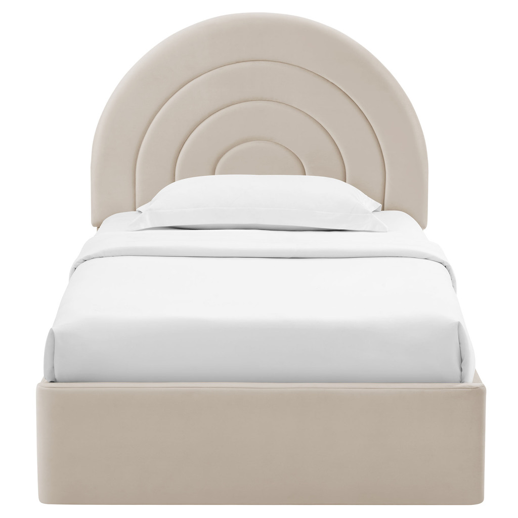 Solana Arched Performance Velvet Twin Platform Bed In Almond by Modway ...