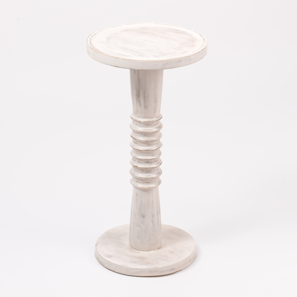 Solid Mango Wood Knots 12 Inch Spindle Pedestal Small Round Drink Table ...