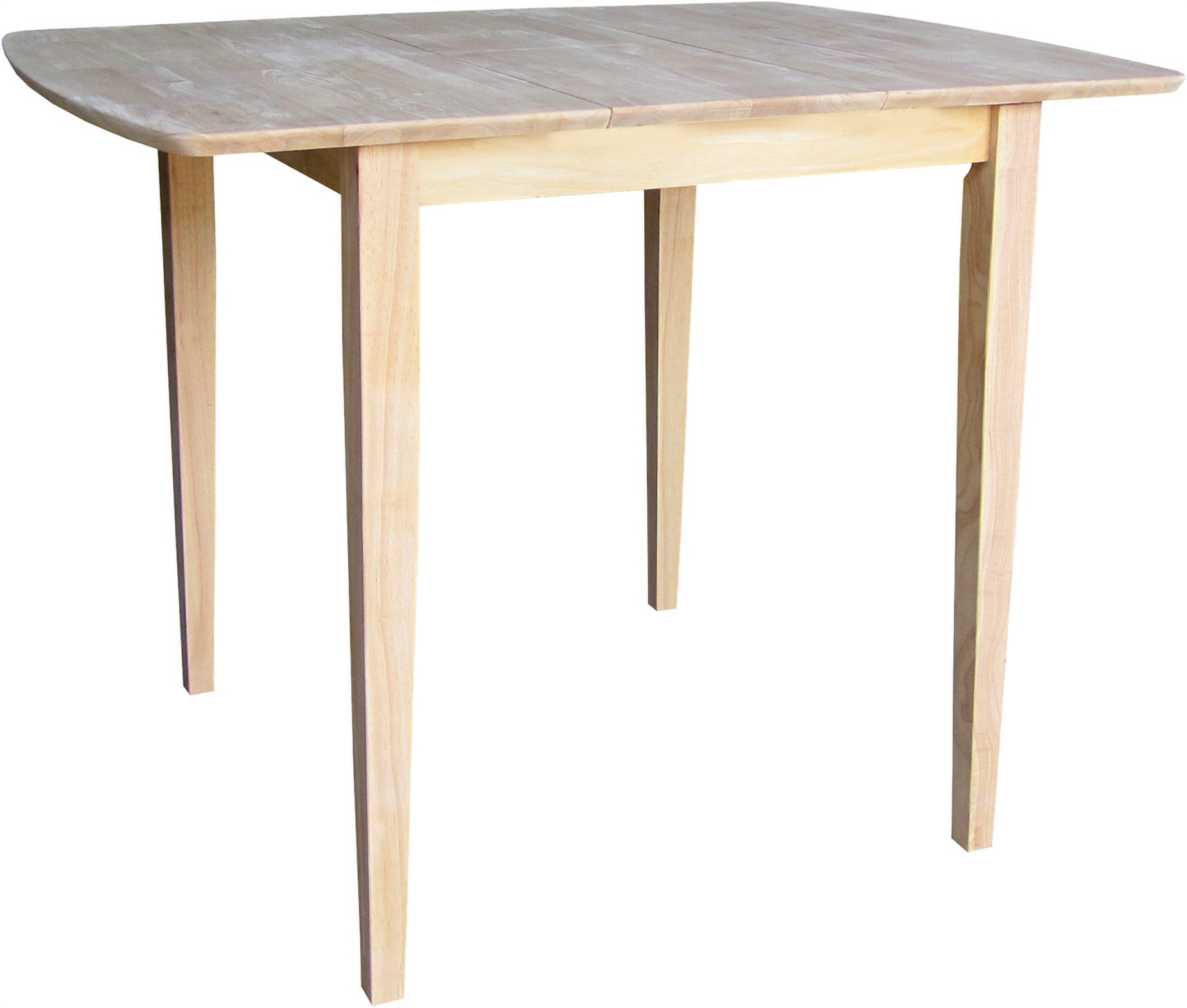 Solid Wood 36 Inch Dining Table with Butterfly Extension In Unfinished ...