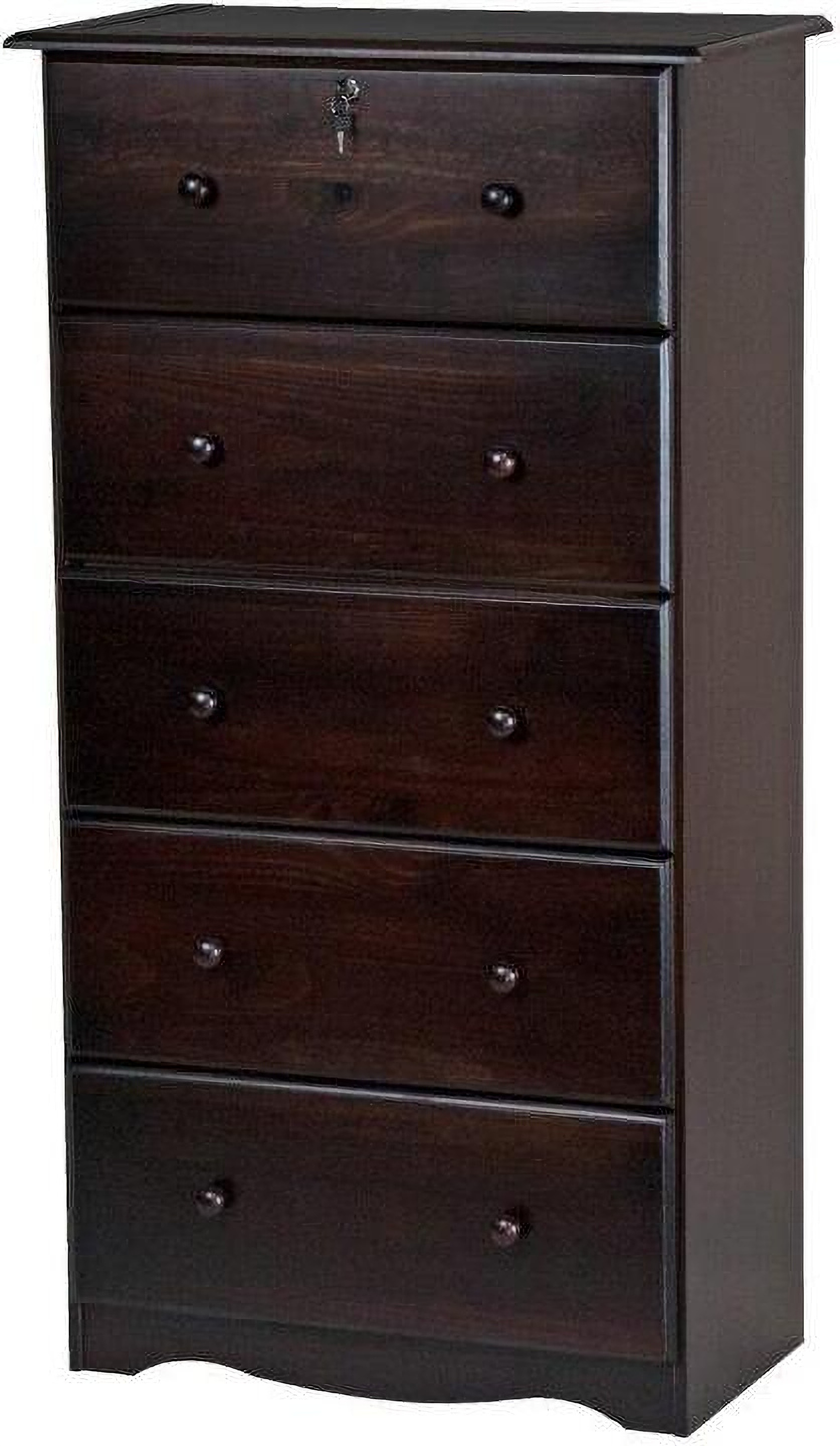 Solid Wood 5-Jumbo Drawer Chest With Lock In Java by Palace Imports ...