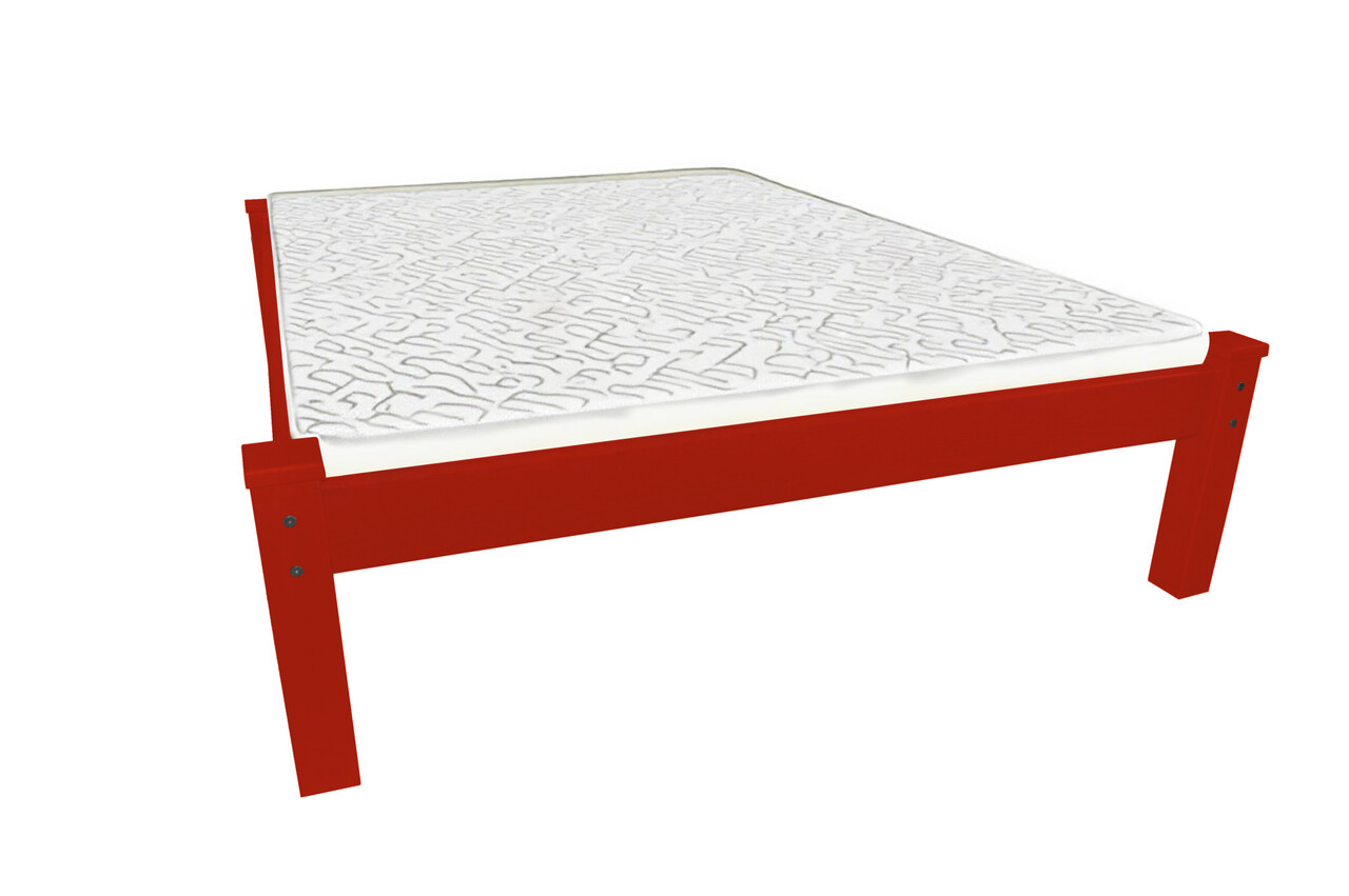 Solid Wood Queen Bed Frame In Red by Homeroots | 1StopBedrooms