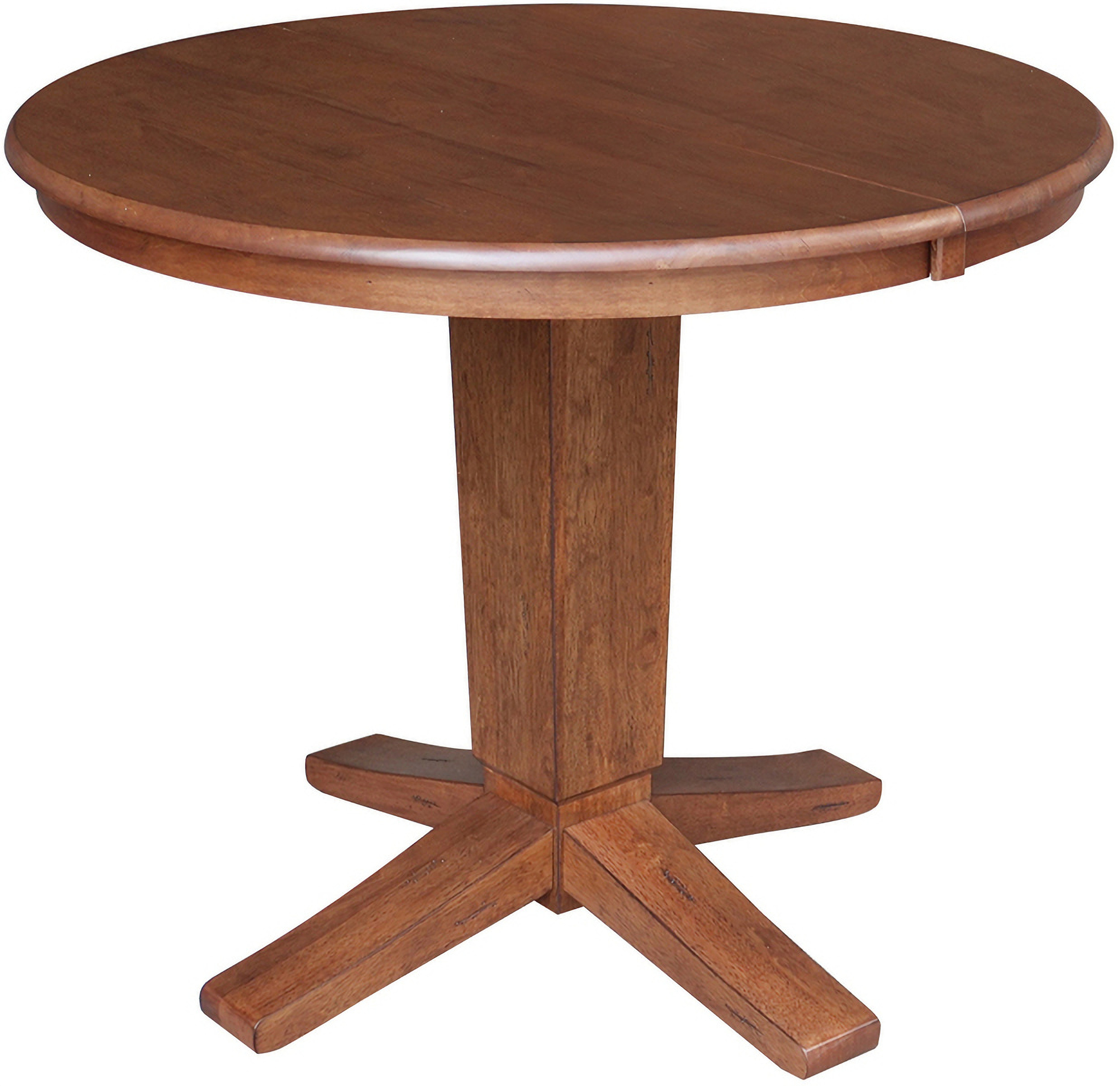 Solid Wood Round Top 36 Inch Dining Height Pedestal Table with 12 Inch ...