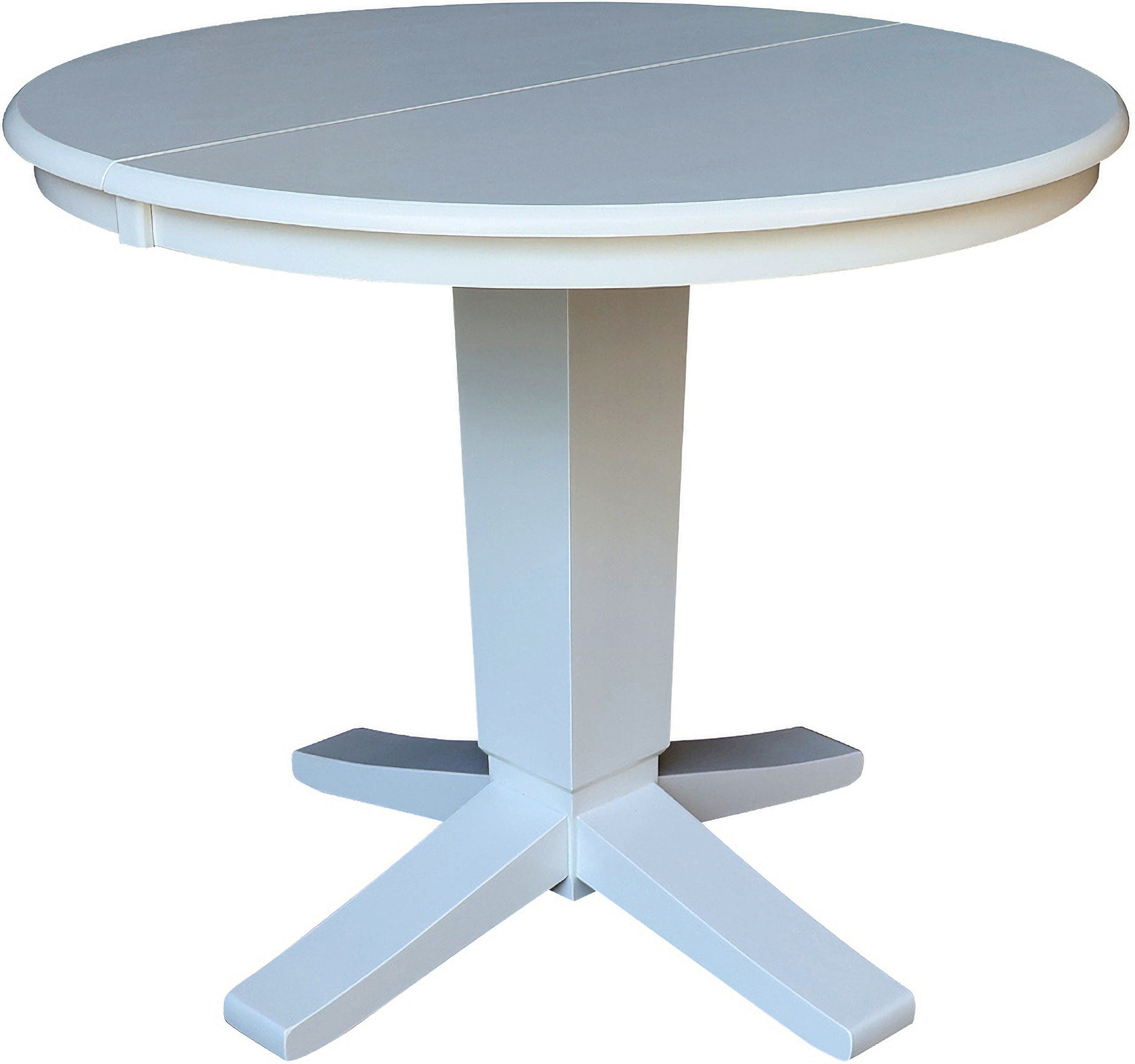 Solid Wood Round Top 36 Inch Dining Height Pedestal Table with 12 Inch ...