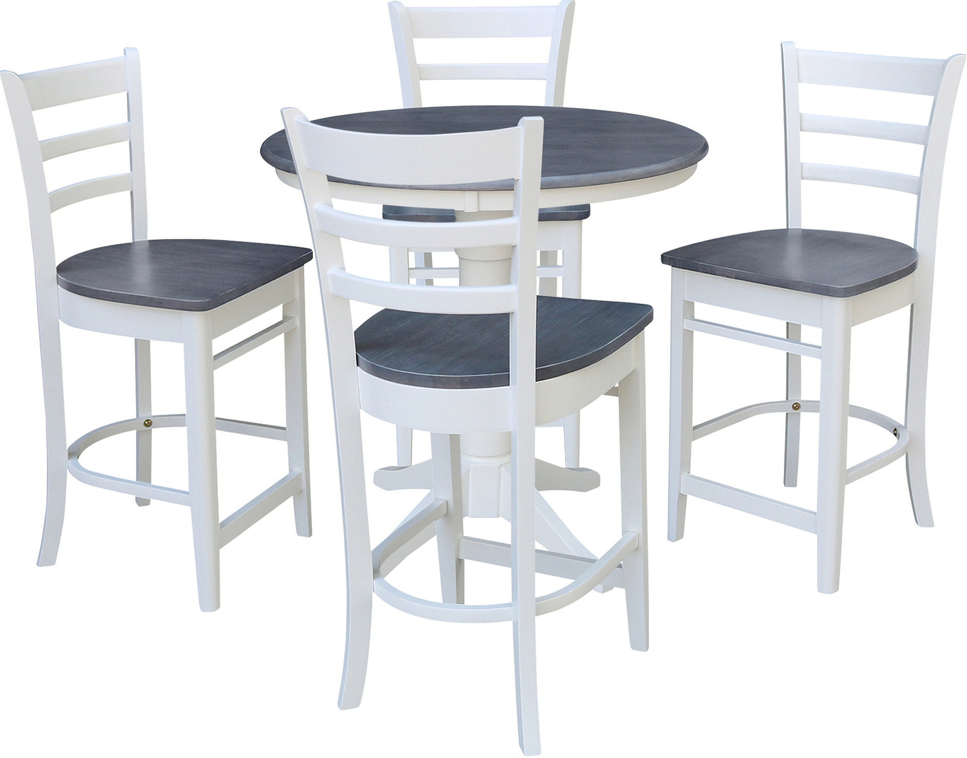 Solid Wood Round Top 36 Inch Pedestal Counter Height Table with 4 ...