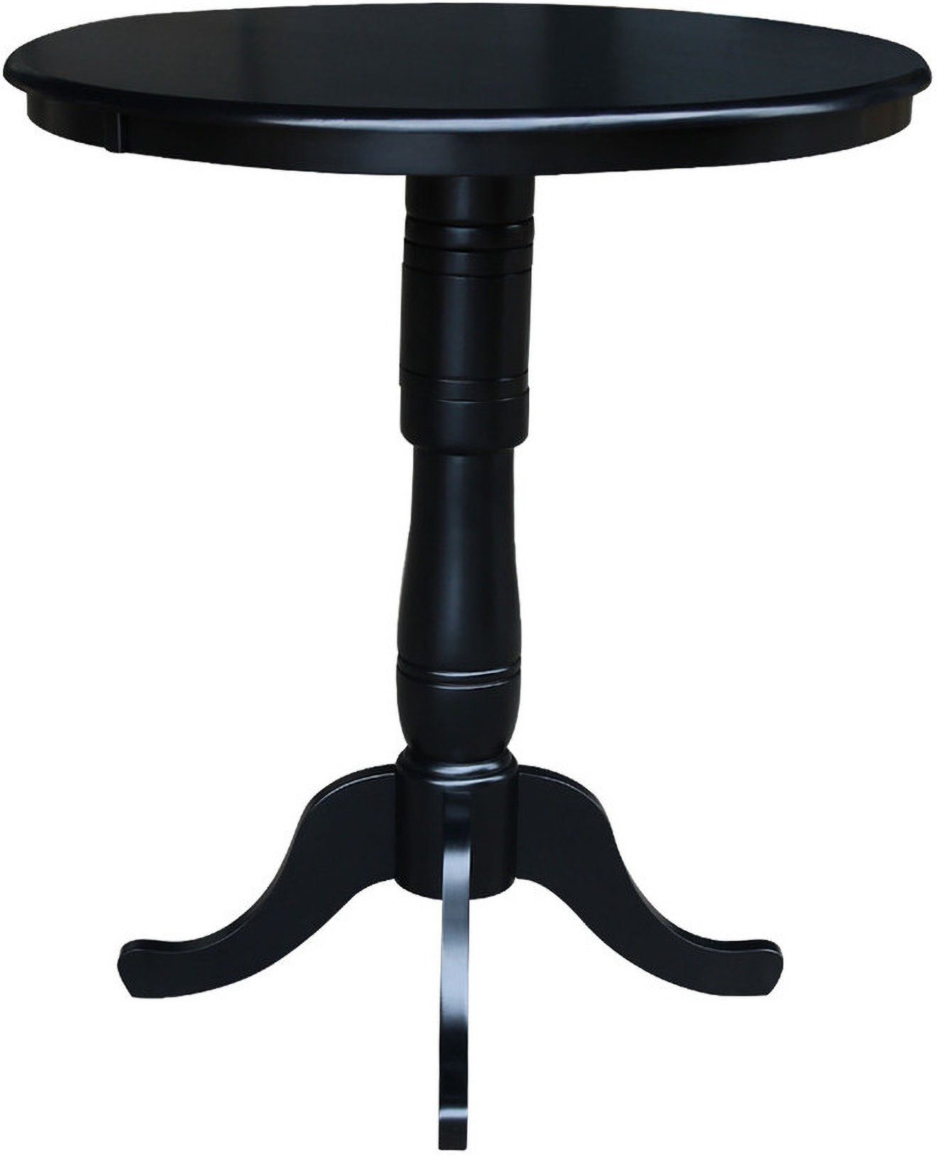 Solid Wood Round Top 36 Inch Pedestal Dining Table In Black by ...