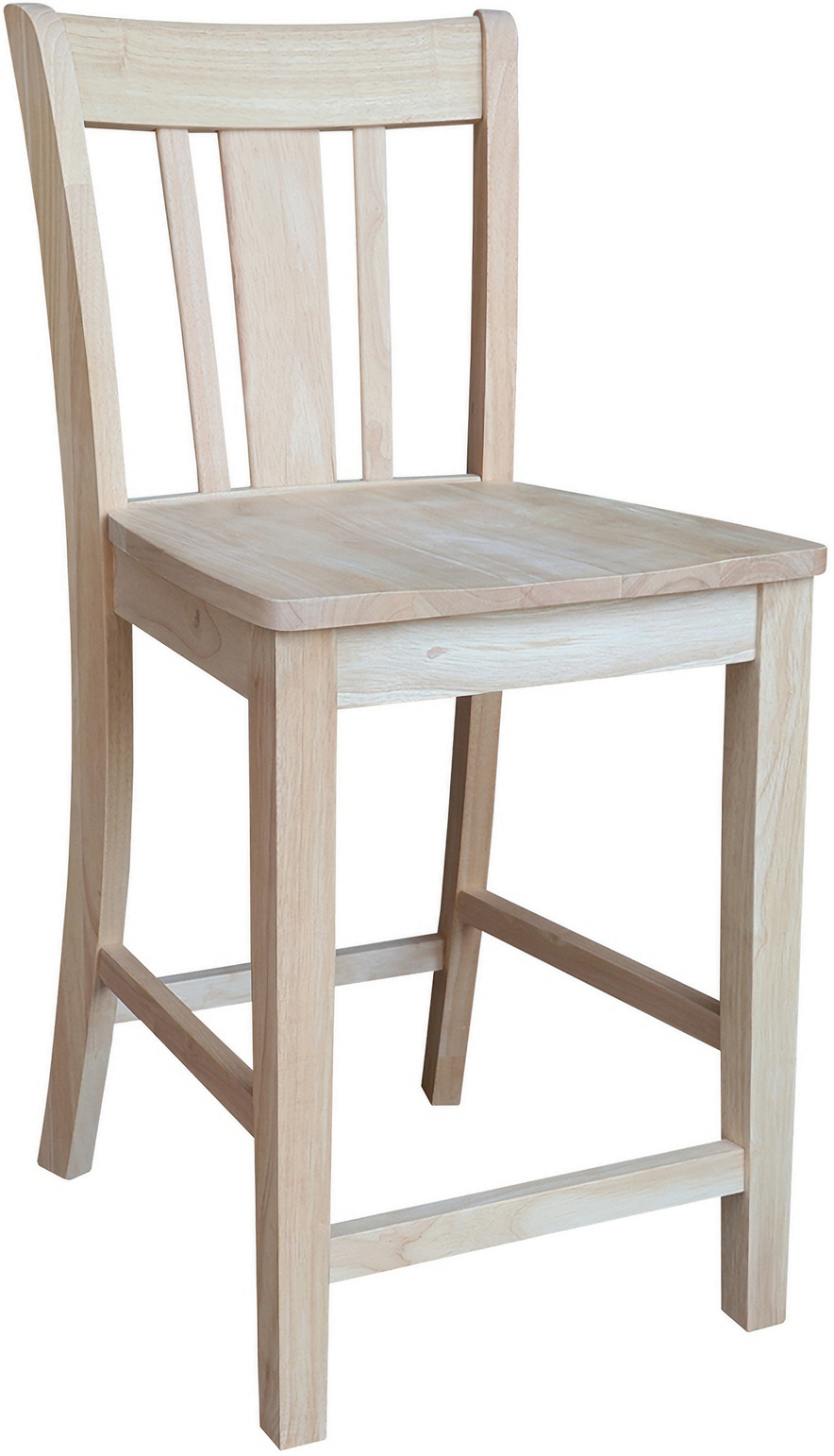Solid Wood San Remo 24 Inch Counter Height Dining Stool In Unfinished ...