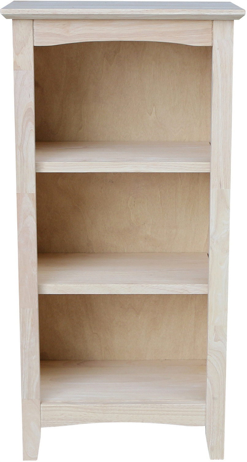 Solid Wood Shaker 36 Inch Bookcase In Unfinished by International ...