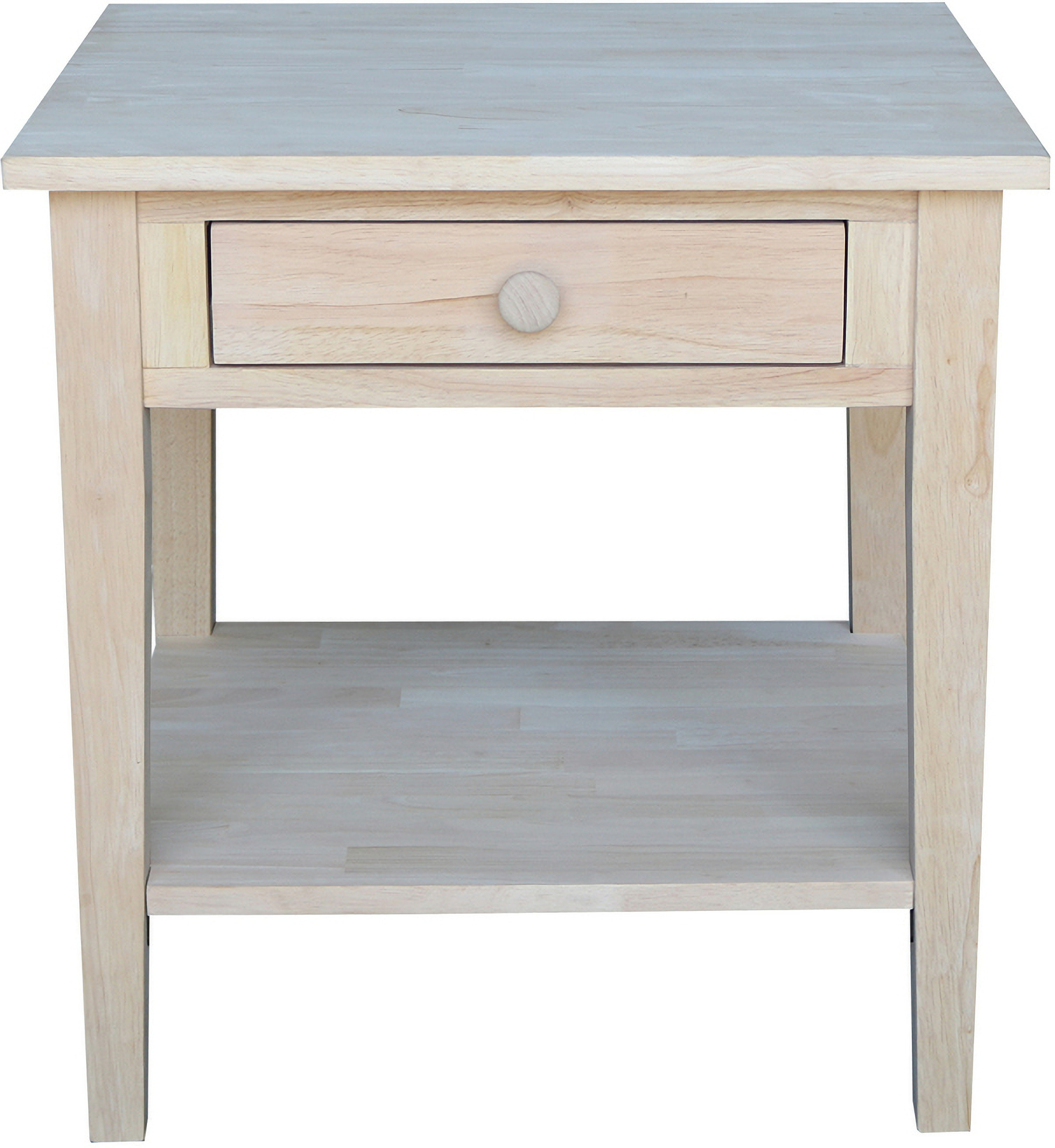Solid Wood Spencer End Table In Unfinished by International Concepts | 1StopBedrooms