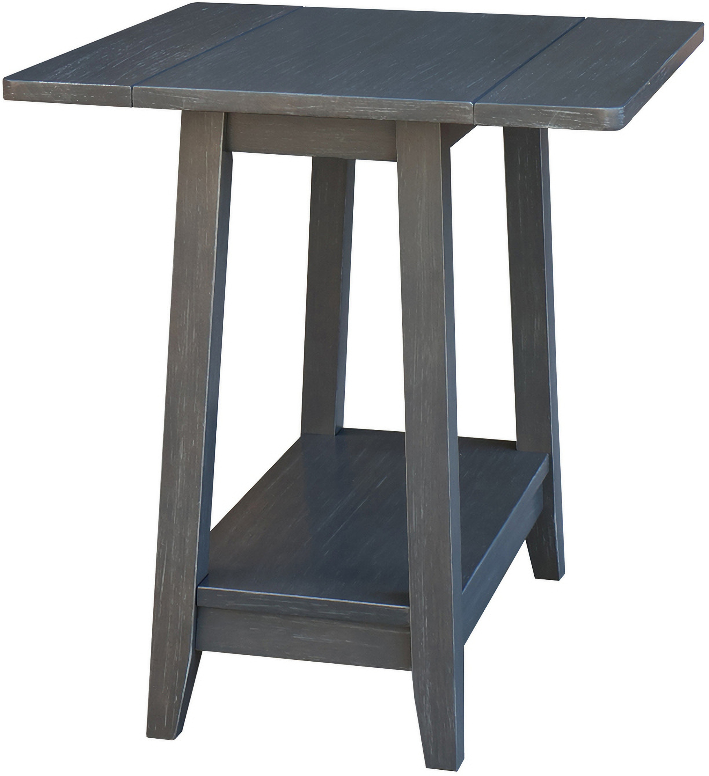 Solid Wood Square Drop Leaf Side Table In Antique Washed Heather Gray ...