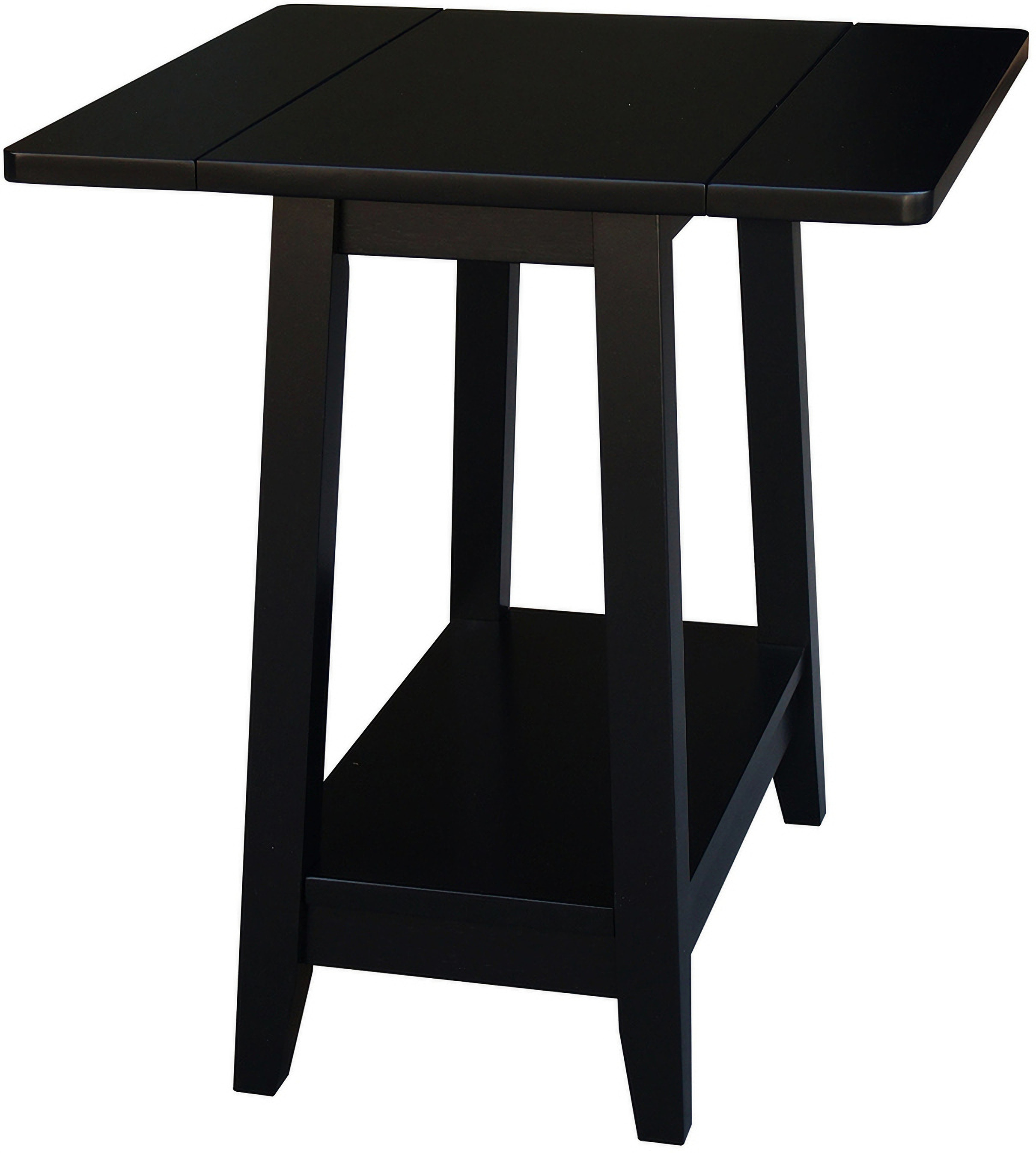 Solid Wood Square Drop Leaf Side Table In Black by International ...