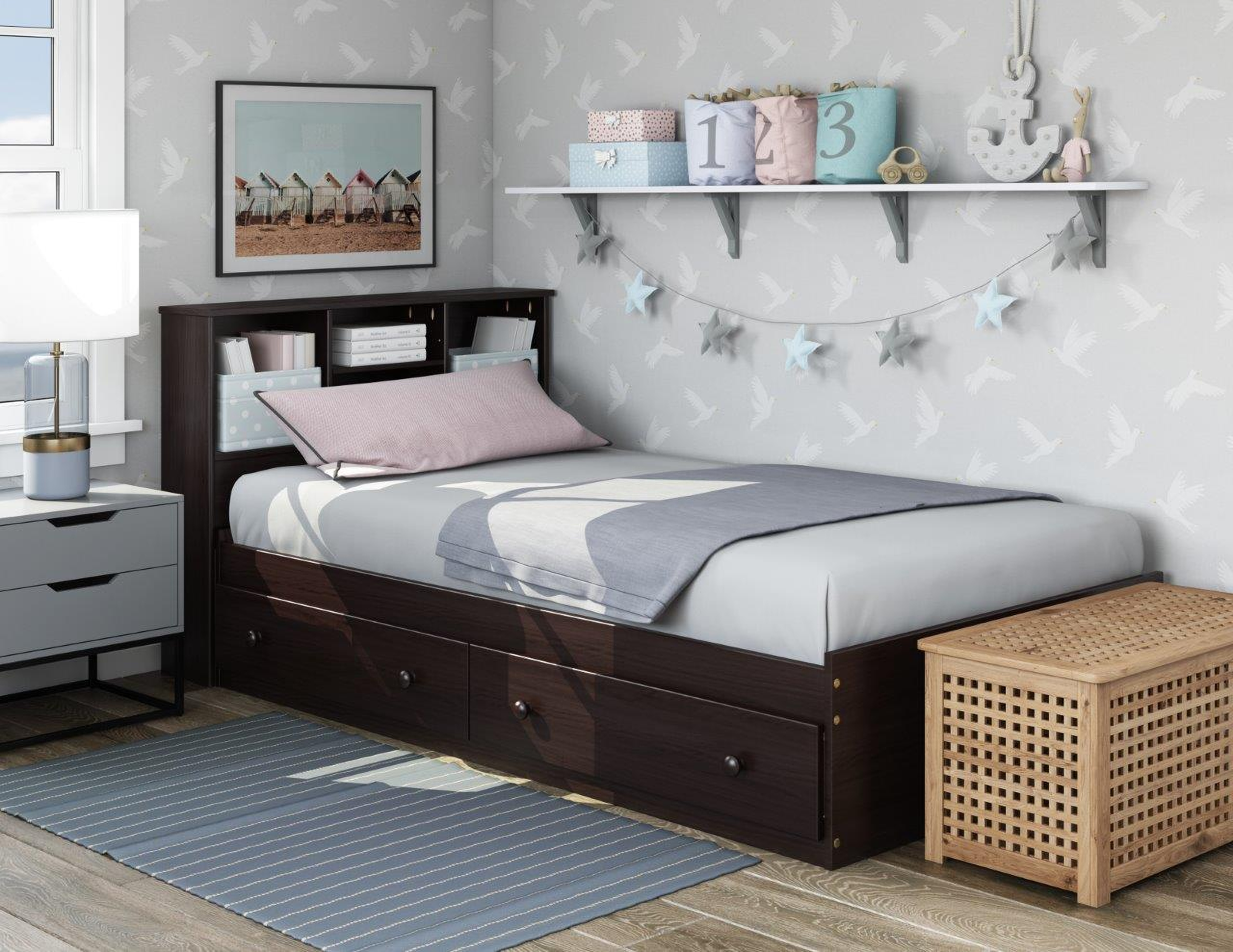 Solid Wood Twin Kansas MateS Bed In Java by Palace Imports | 1StopBedrooms
