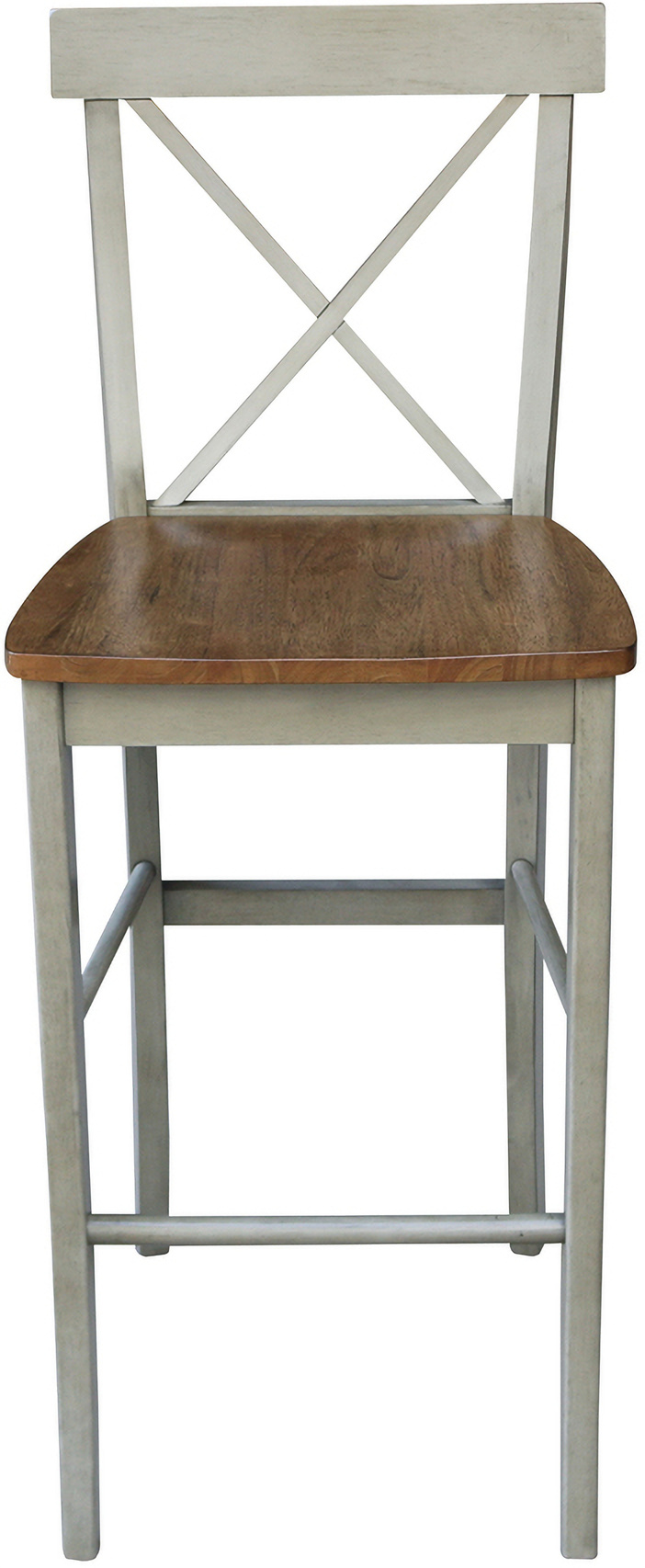 Solid Wood X-Back Bar Height Dining Stool In Distressed Hickory and ...