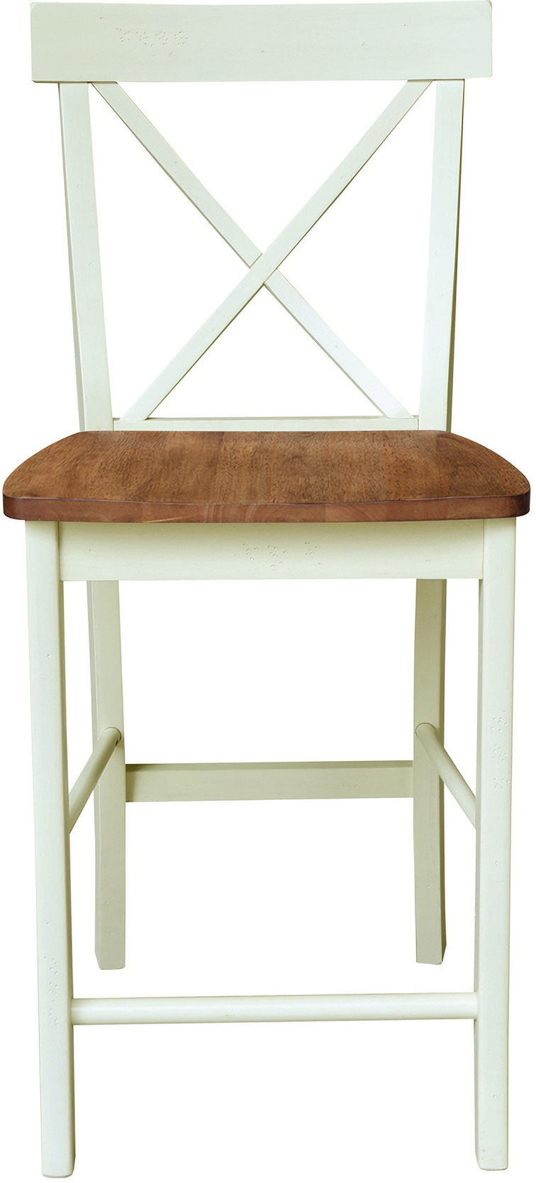 Solid Wood X-Back Counter Height Dining Stool In Hickory and Shell by ...