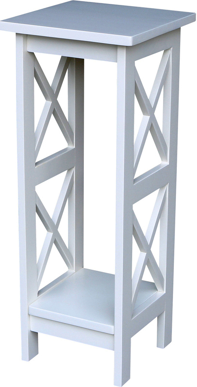 Solid Wood X-Sided 30 Inch Plant Stand In Snow White by International ...