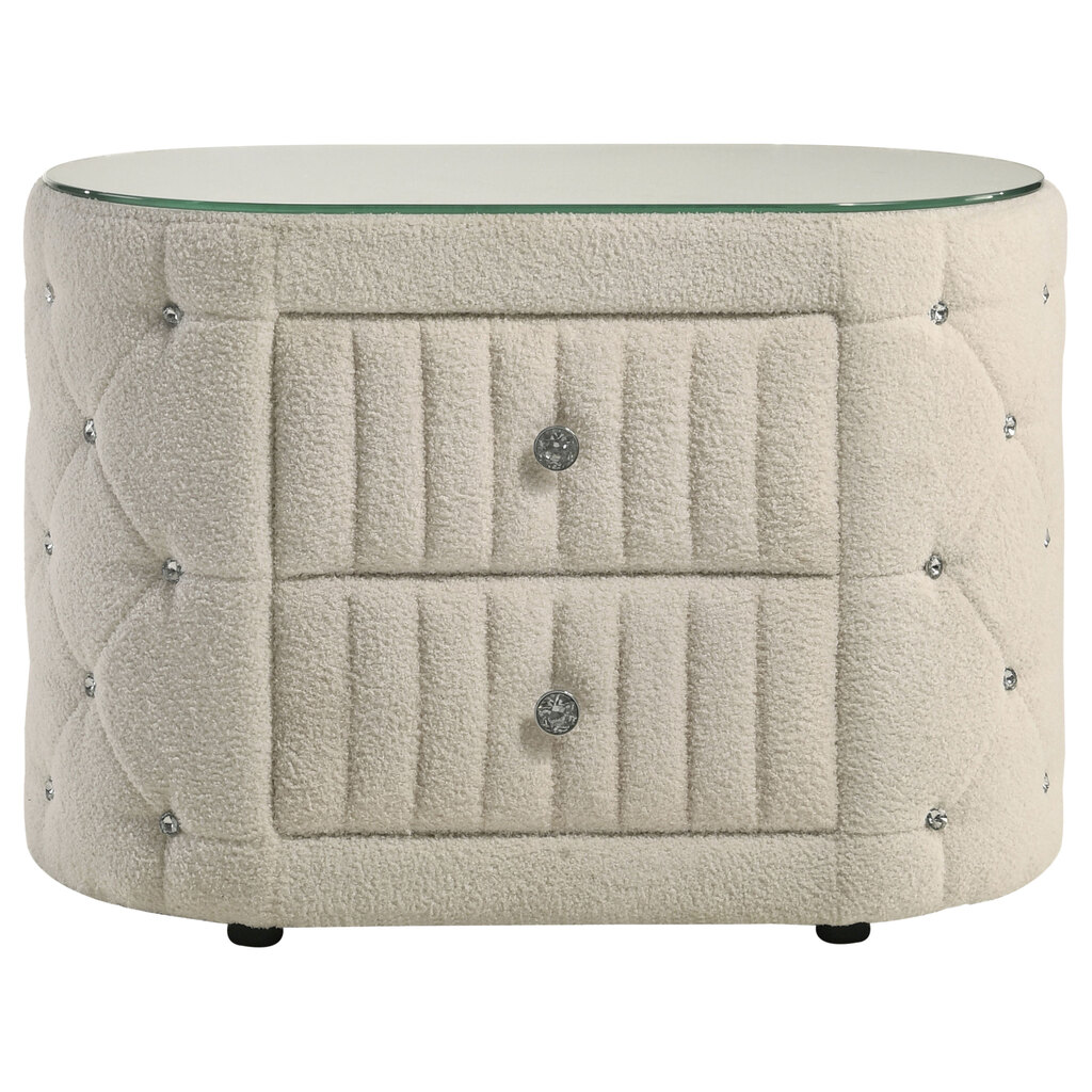 Sonya 2-drawer Upholstered Nightstand Bedside Table In Ivory by Coaster ...