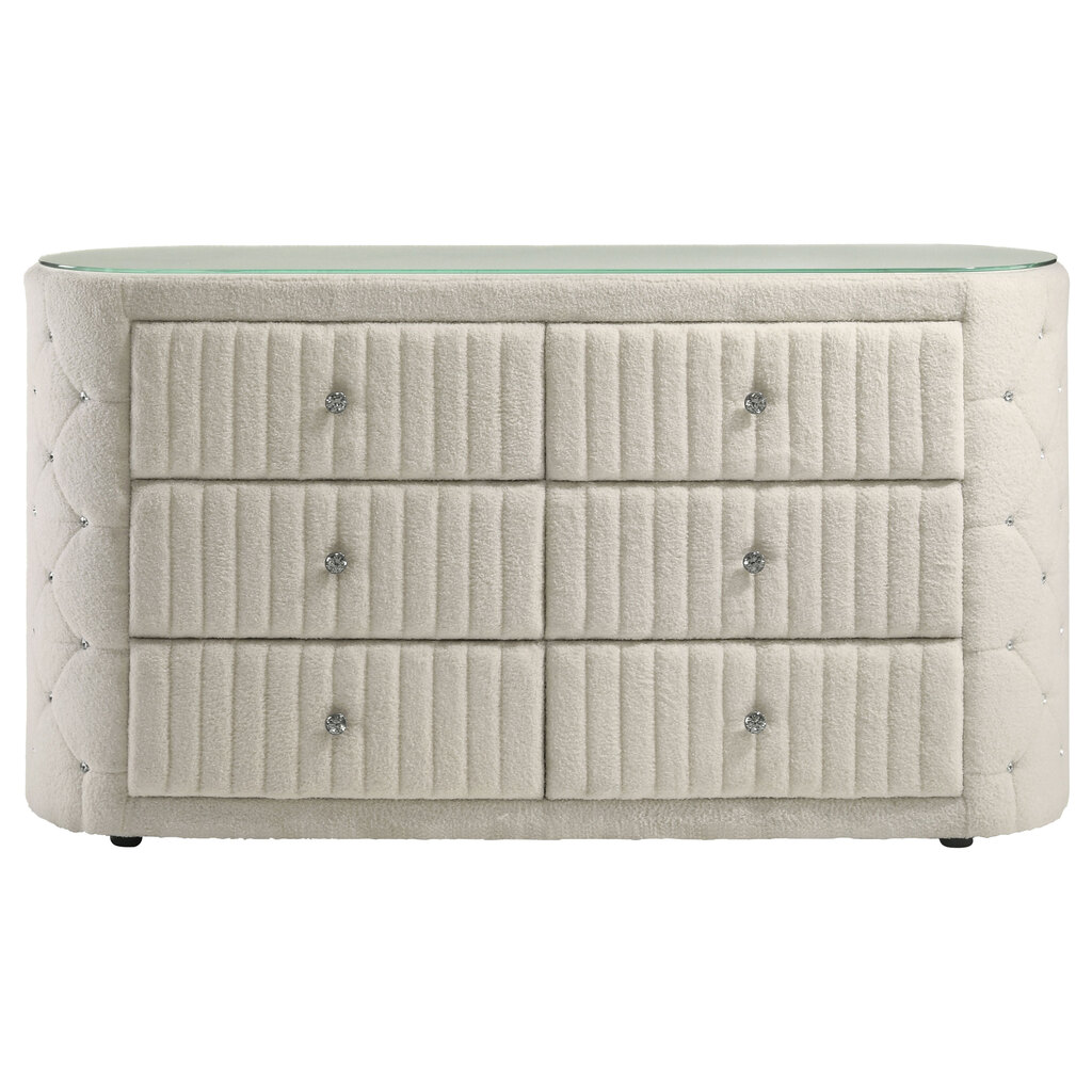 Sonya 6-Drawer Upholstered Bedroom Dresser In Ivory by Coaster ...