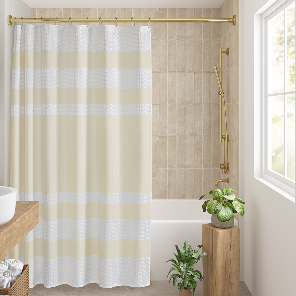 Spa Waffle Shower Curtain with 3M Treatment In Cream by Olliix ...