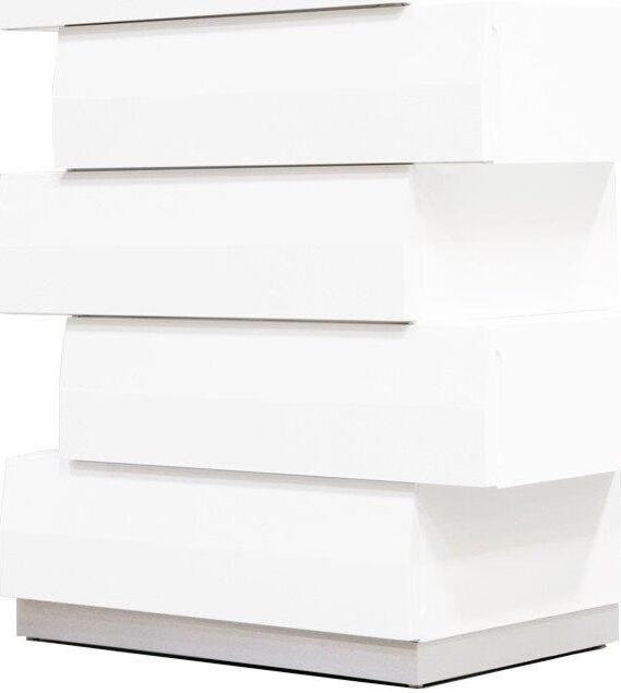 Spain 5 Drawer Poplar Wood Bedroom Chest In White And Silver Base by ...