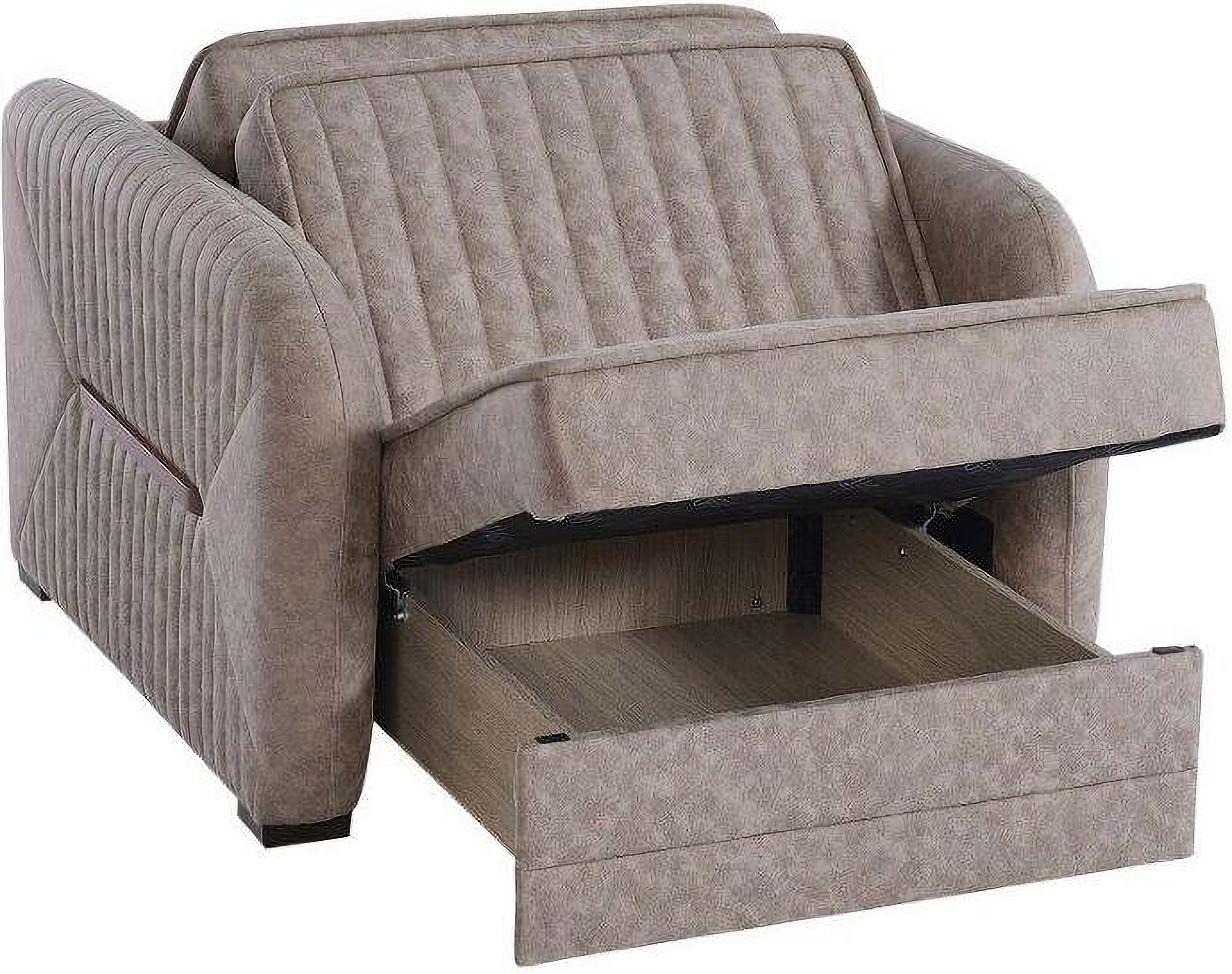 Speedy Upholstered Convertible Armchair with Storage In Light Beige by ...