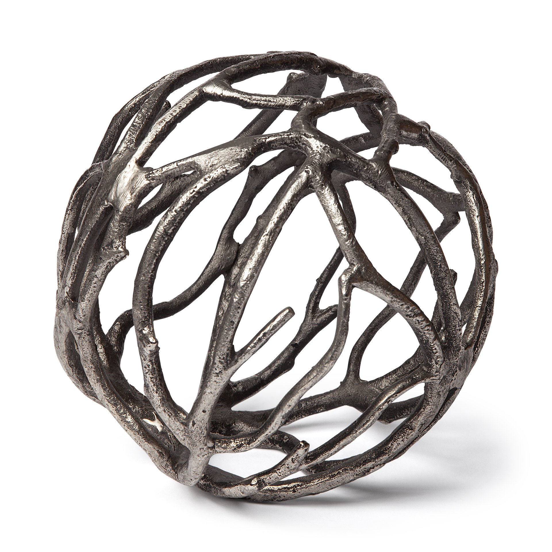 Sphaira II 7 x 7 Inch Cast Aluminum Large Decorative Tree Branch Orb In ...