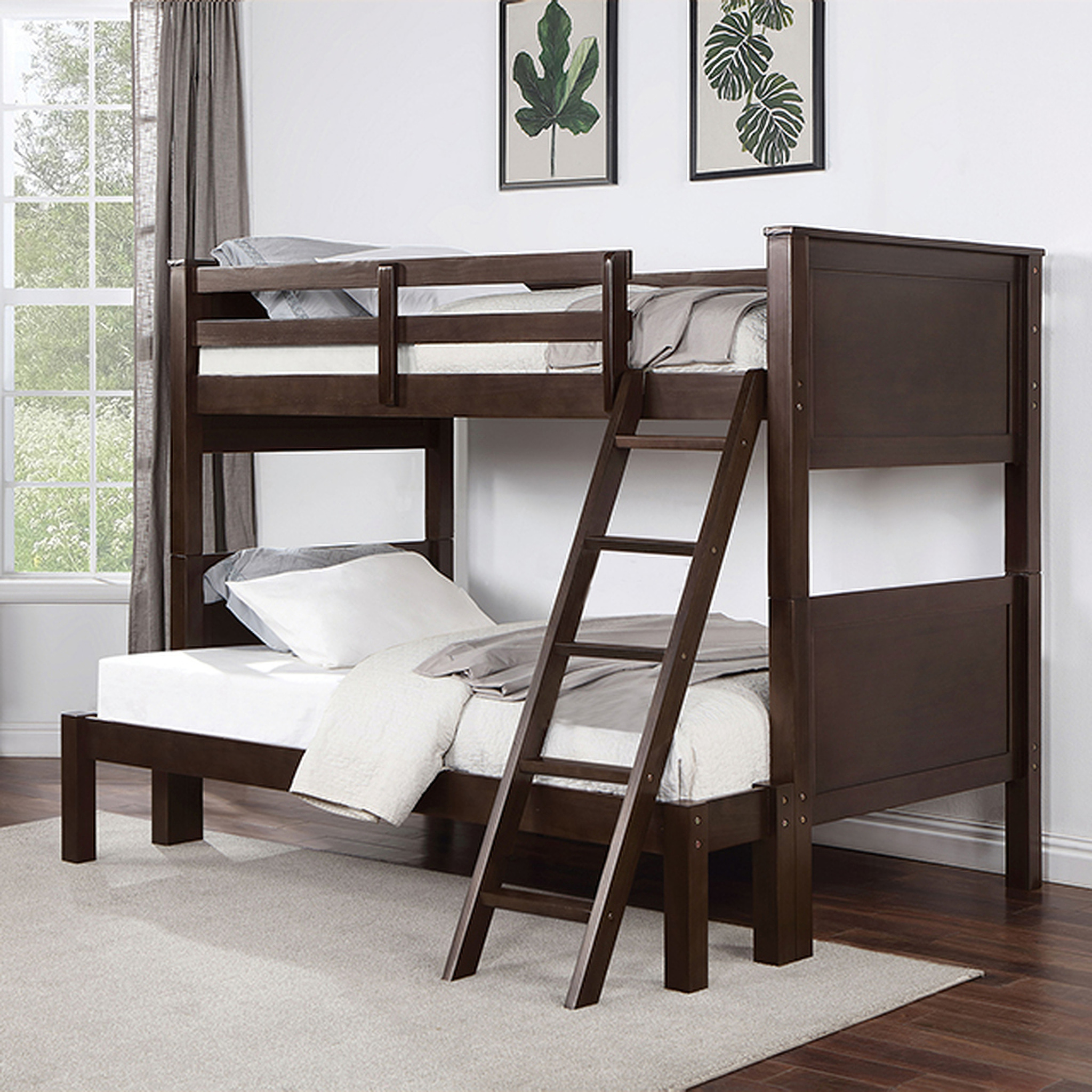 Stamos Twin Over Full Bunk Bed In Walnut by Furniture of America ...