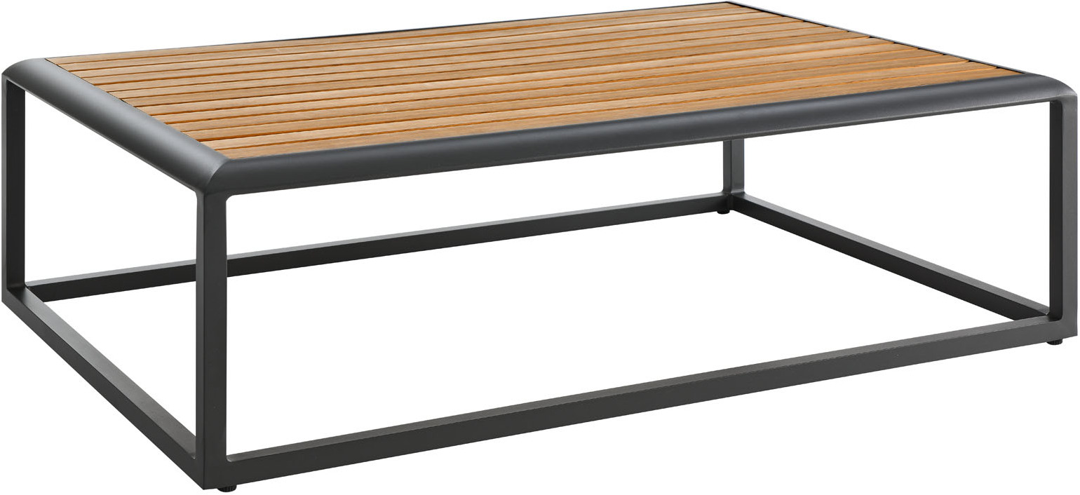 Stance Outdoor Patio Aluminum Coffee Table In Grey And Natural by ...