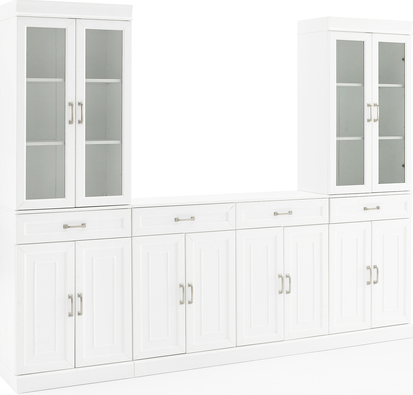 Stanton 3-Piece Sideboard and Glass Door Pantry Set In White by Crosley ...
