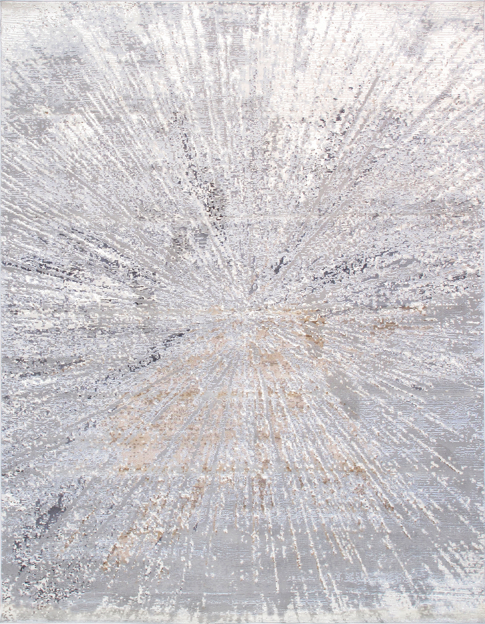 Starburst Design Power Loom Area Rug- 8' x 10' In White and Grey by Pasargad Home | 1StopBedrooms