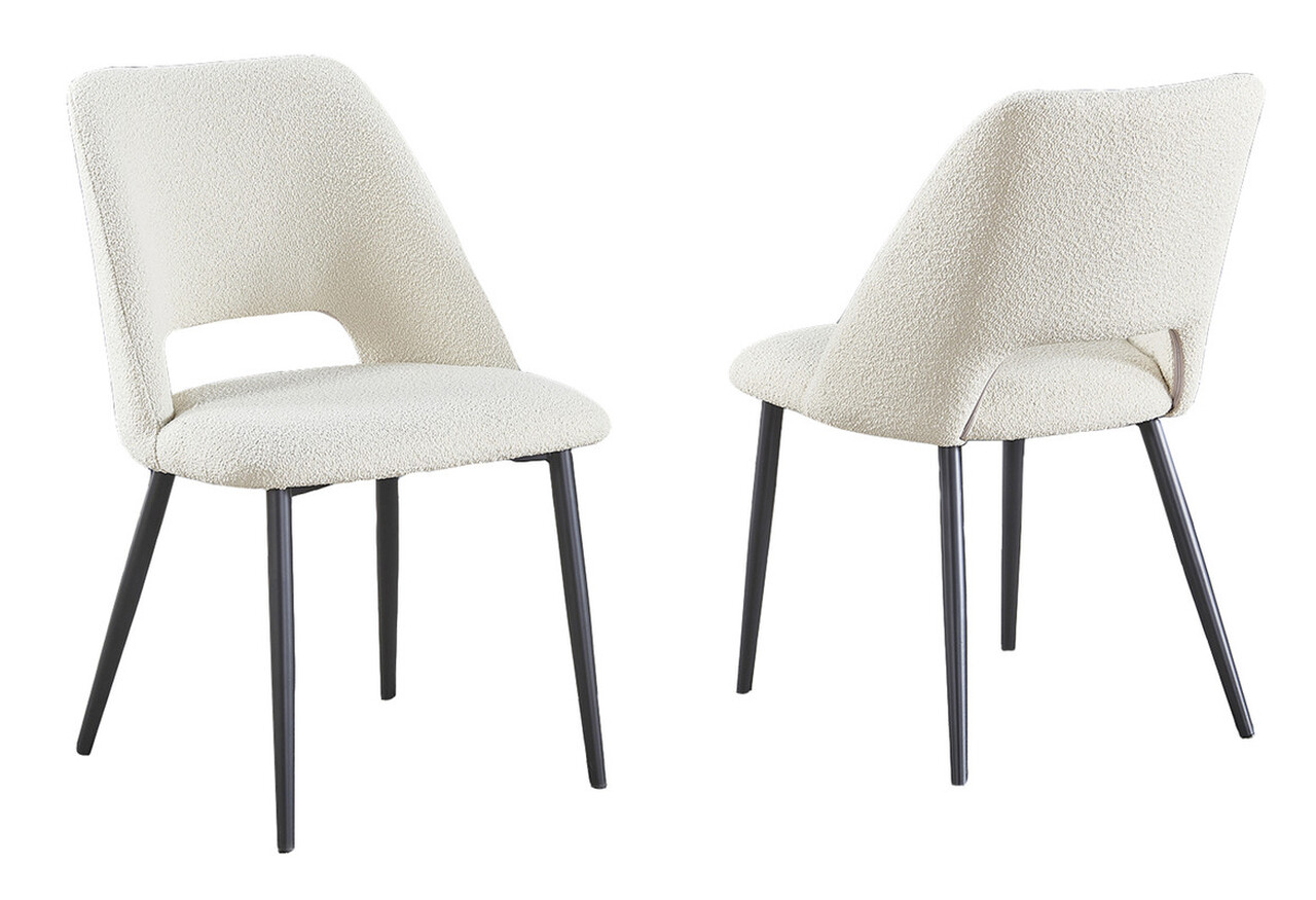 Steph Polar Fleece Fabric Side Chairs Set of 2 In Beige and Gray ...