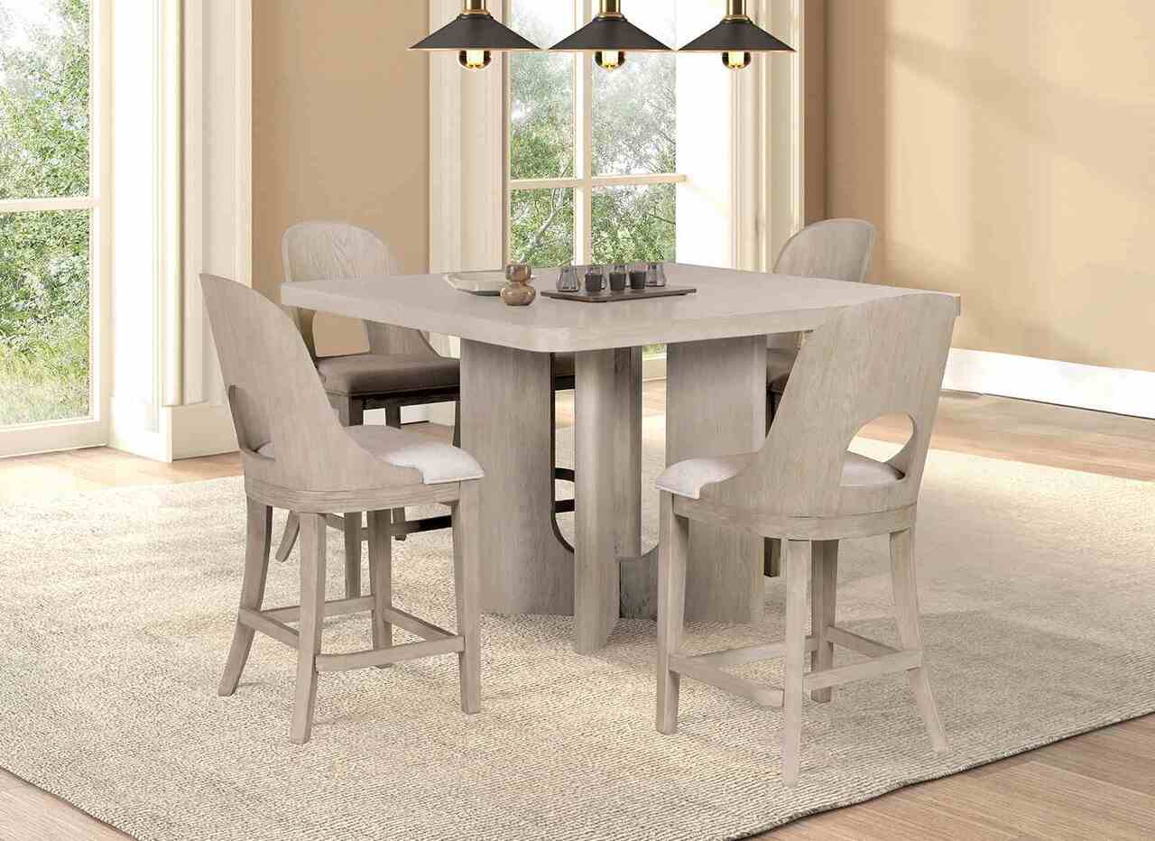 Sterling West Square Counter Height Dining Room Set In White Oak by ...