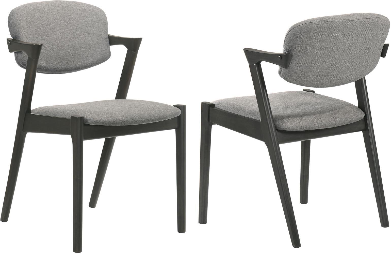 Stevie Upholstered Demi Arm Dining Side Chairs Brown Grey and Black Set ...