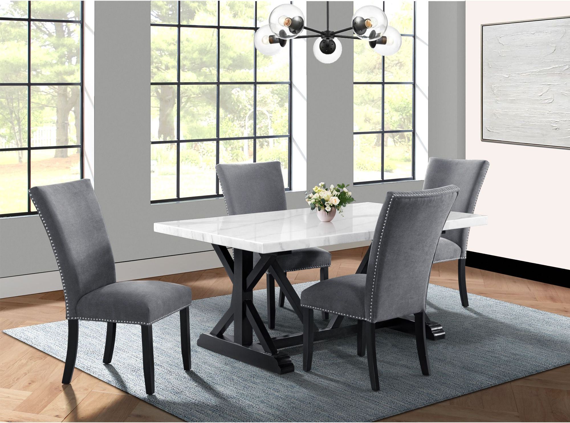 Stratton White Marble And Brown Dining Room Set by Picket House ...