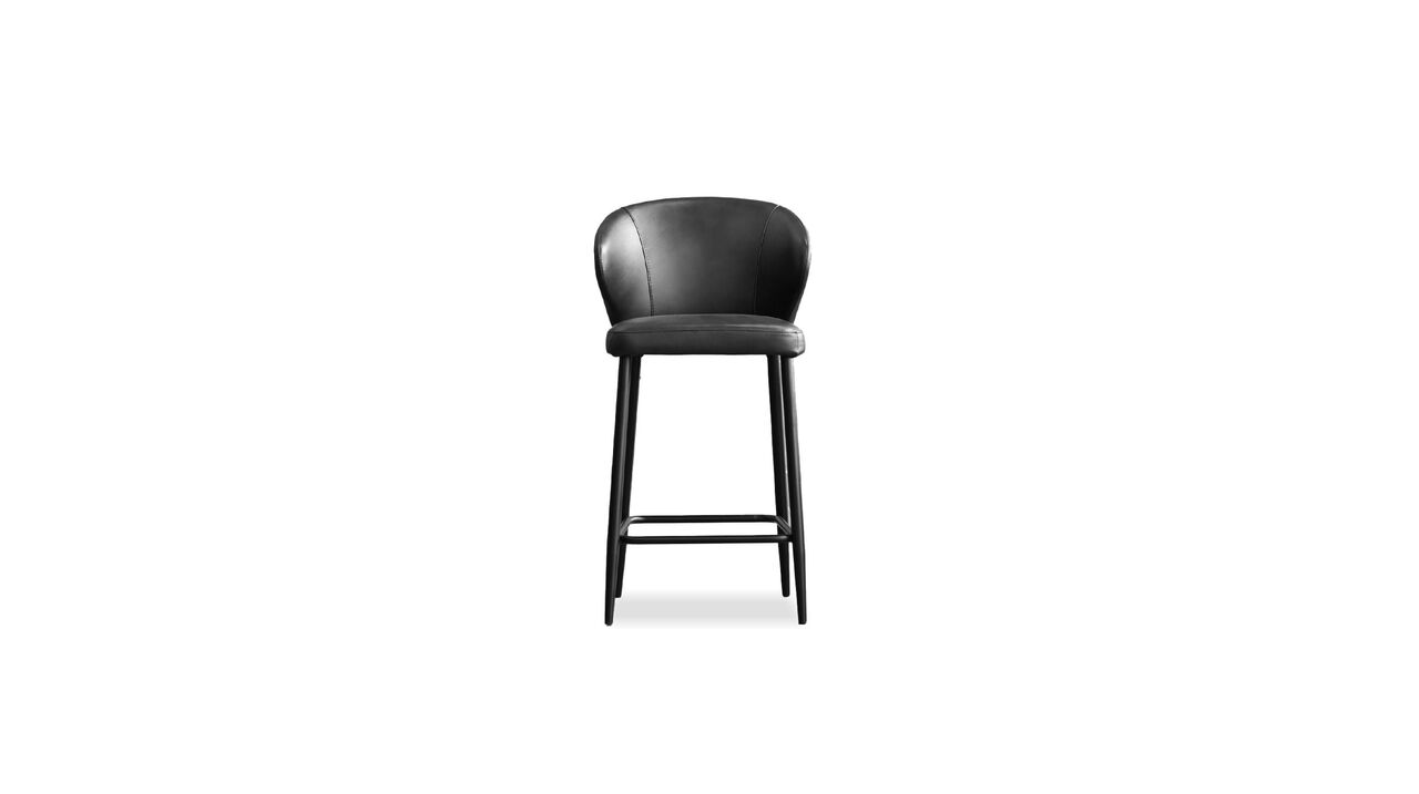 Stretto Counter Stool Black Powder Coated Steel Base In Pitch Black by ...